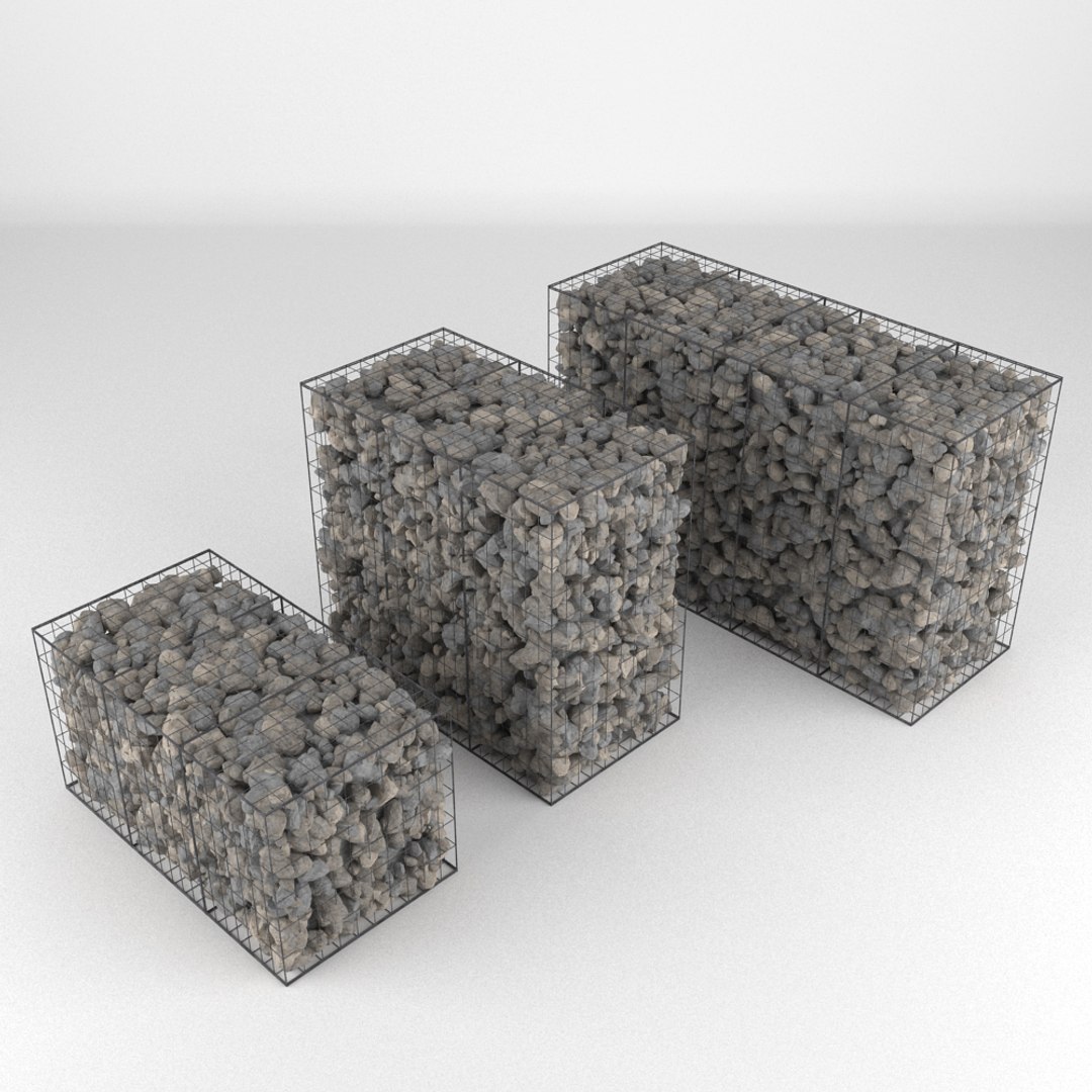 gabion stone walls 3d model