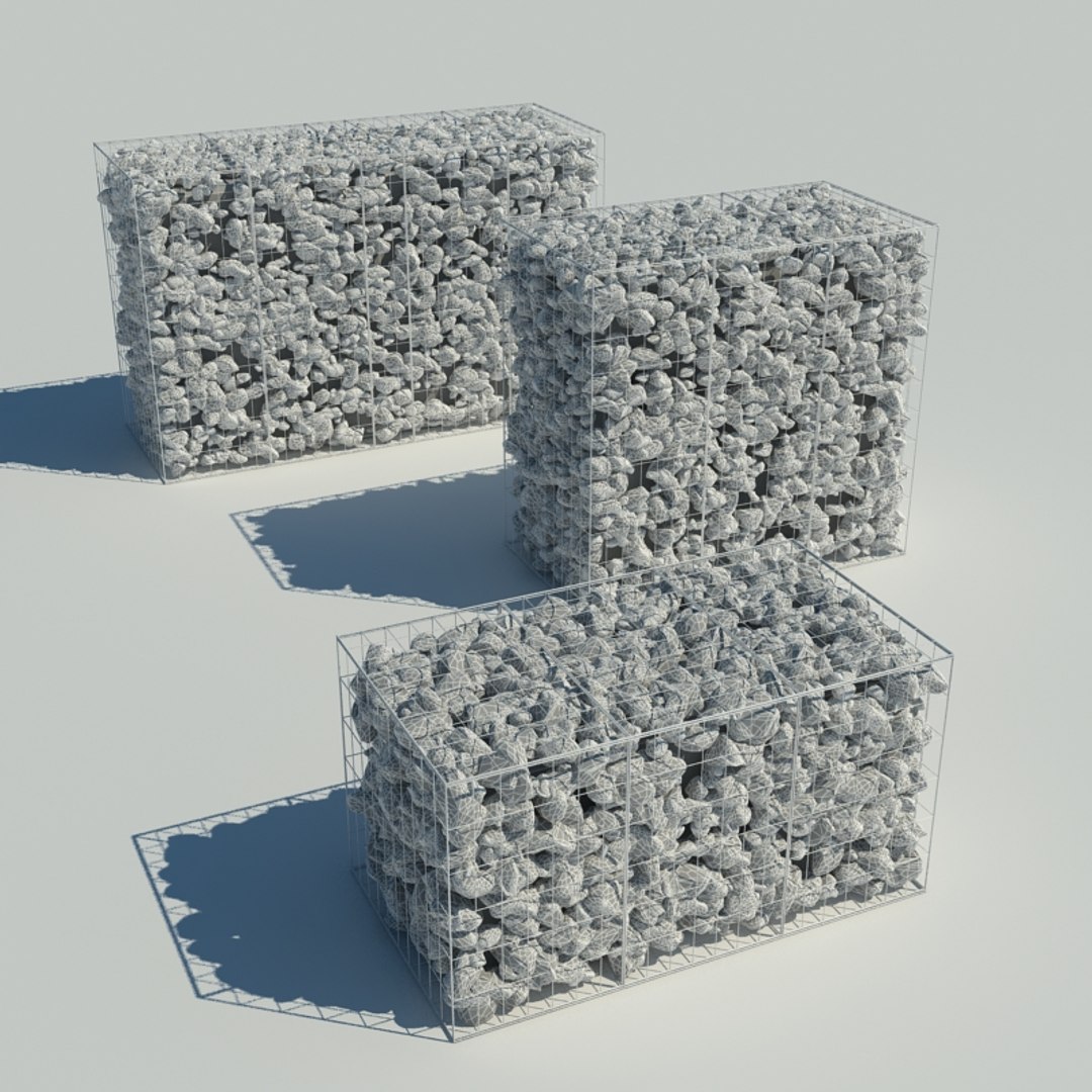 gabion stone walls 3d model