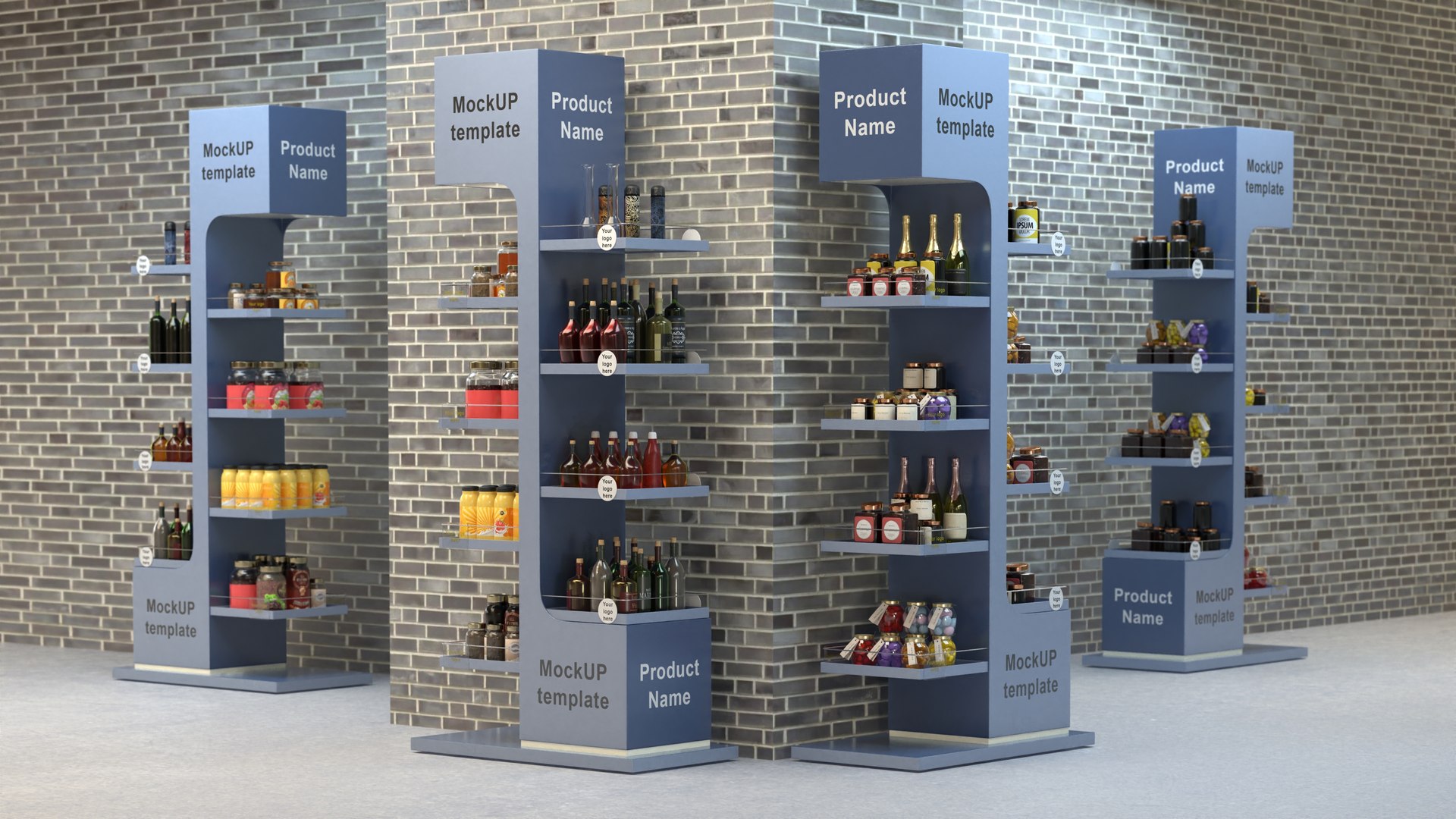 3D Multi Shelf Navy Display Rack Mockup - TurboSquid 2098266