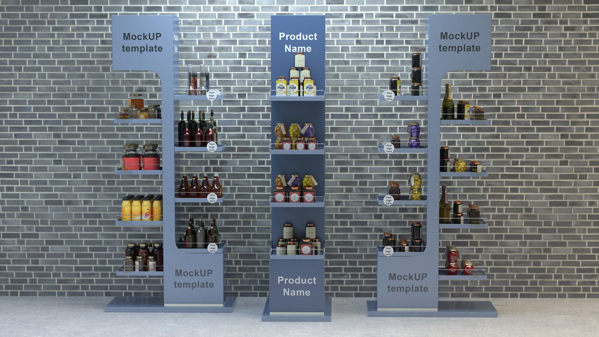3D Multi Shelf Navy Display Rack Mockup - TurboSquid 2098266