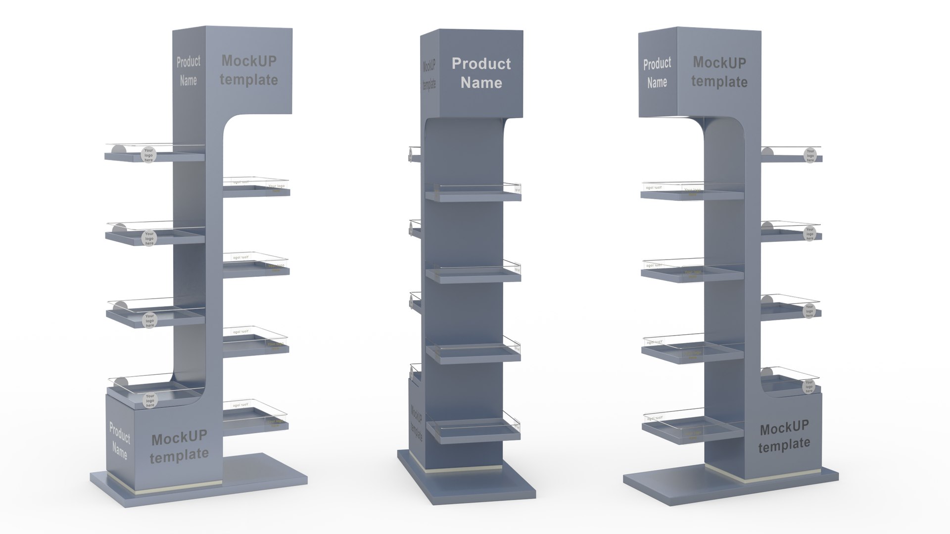 3D Multi Shelf Navy Display Rack Mockup - TurboSquid 2098266