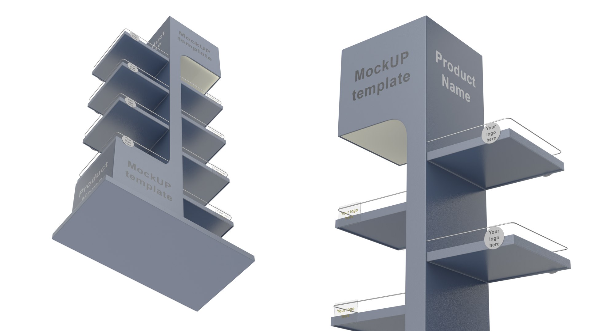 3D Multi Shelf Navy Display Rack Mockup - TurboSquid 2098266