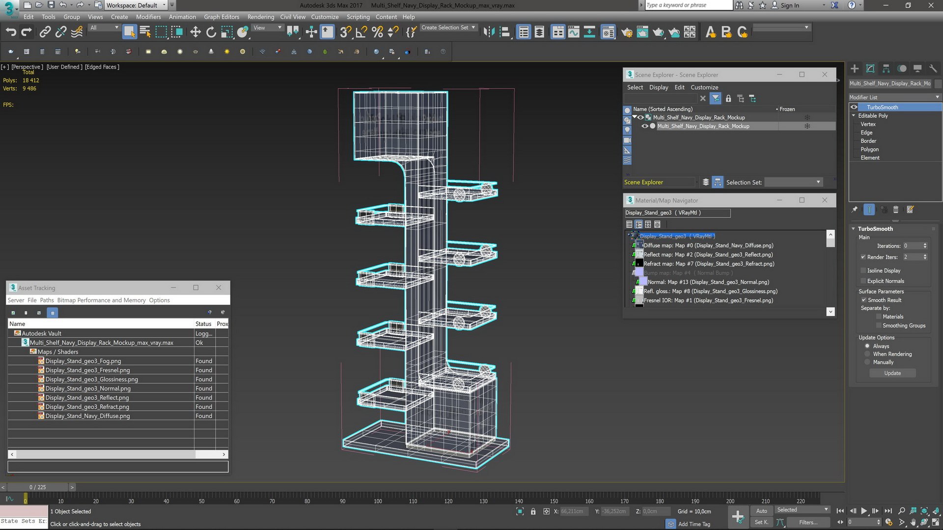 3D Multi Shelf Navy Display Rack Mockup - TurboSquid 2098266