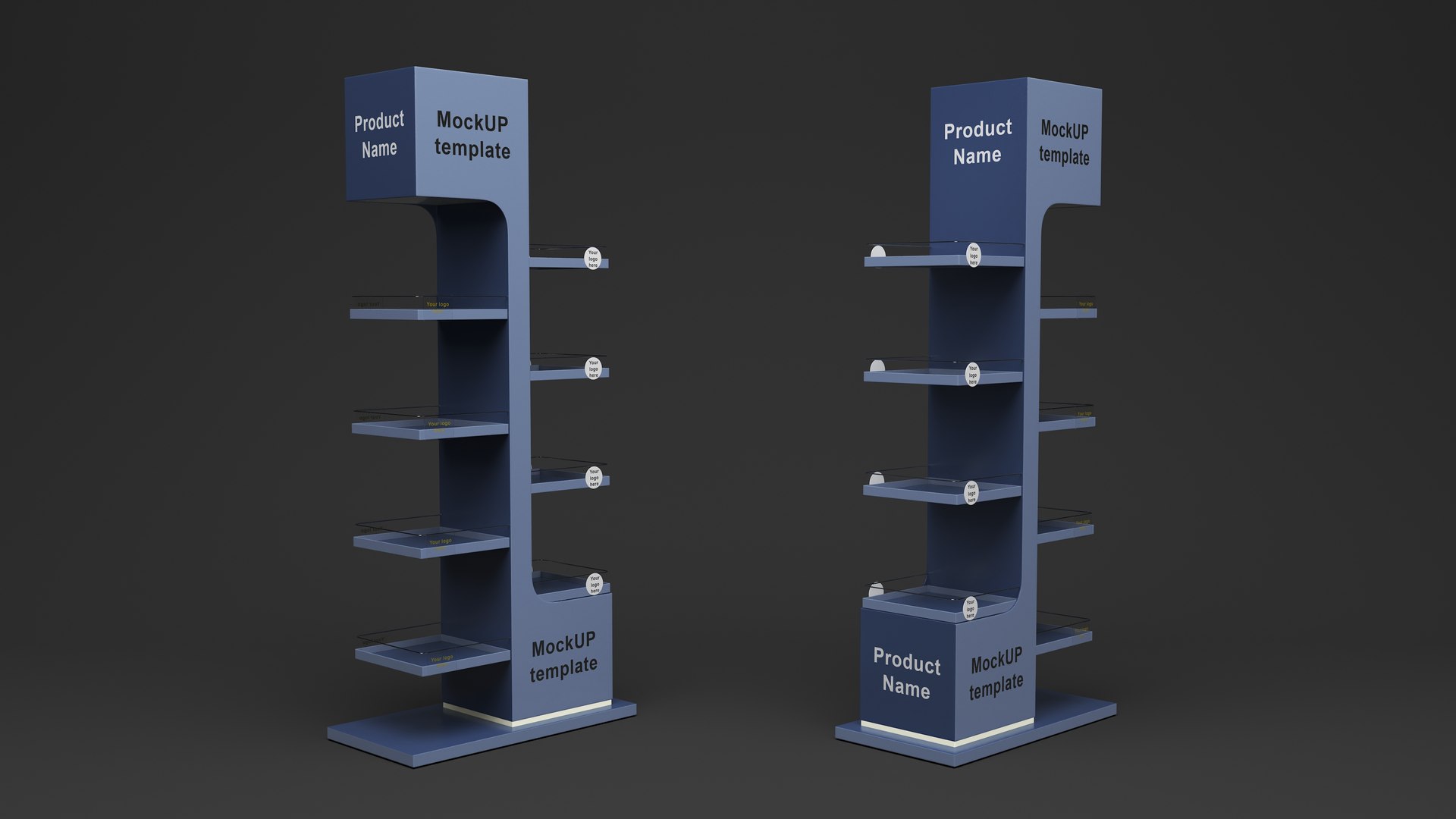 3D Multi Shelf Navy Display Rack Mockup - TurboSquid 2098266