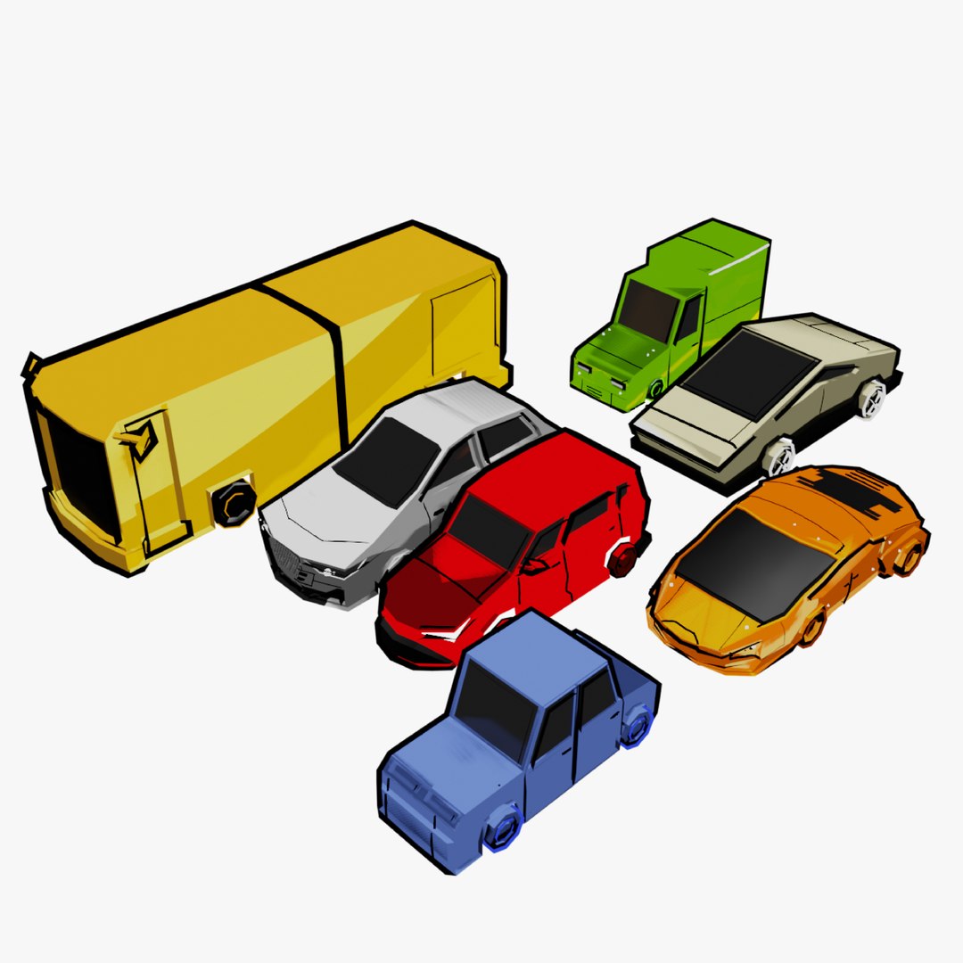 Low Poly Cartoon car drawing shader model - TurboSquid 2107450