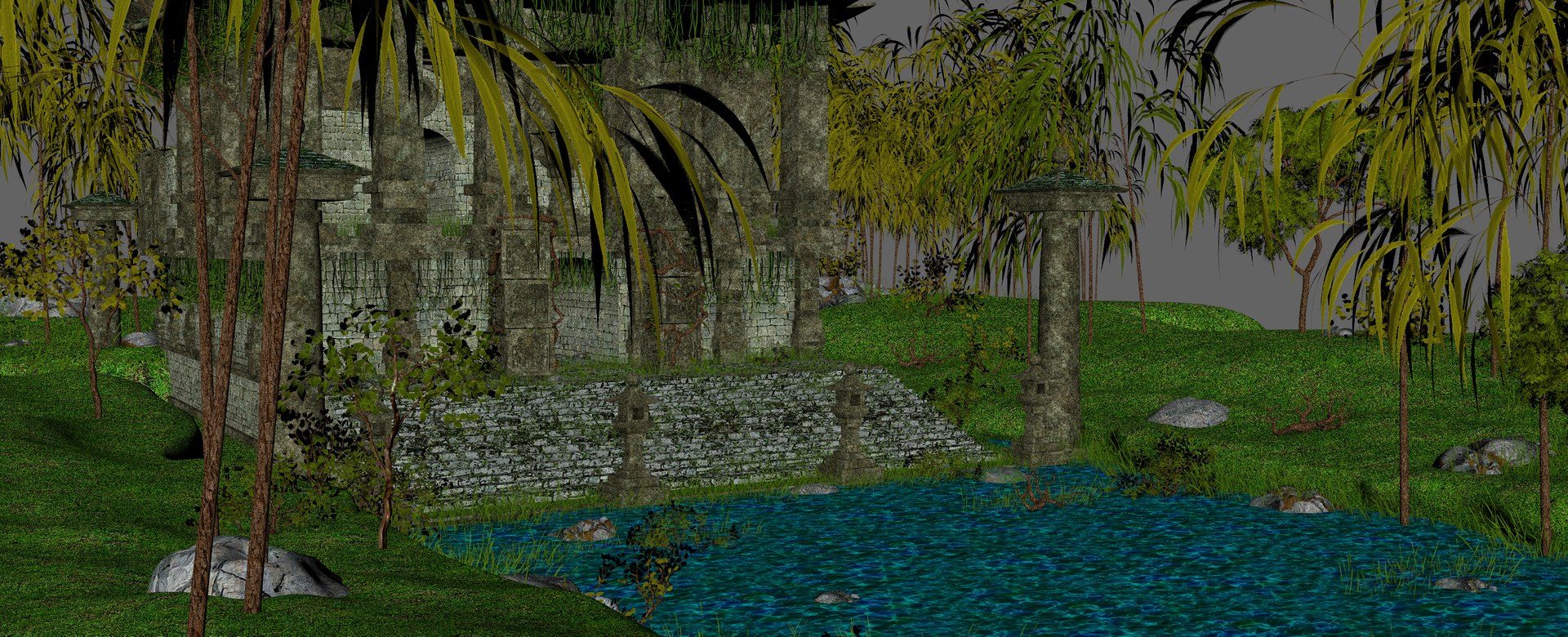 3D Temple River Building - TurboSquid 1405145