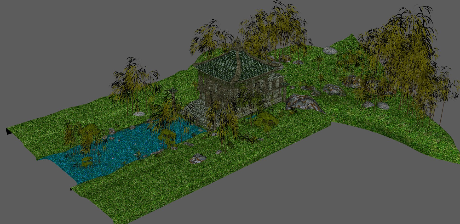 3D Temple River Building - TurboSquid 1405145