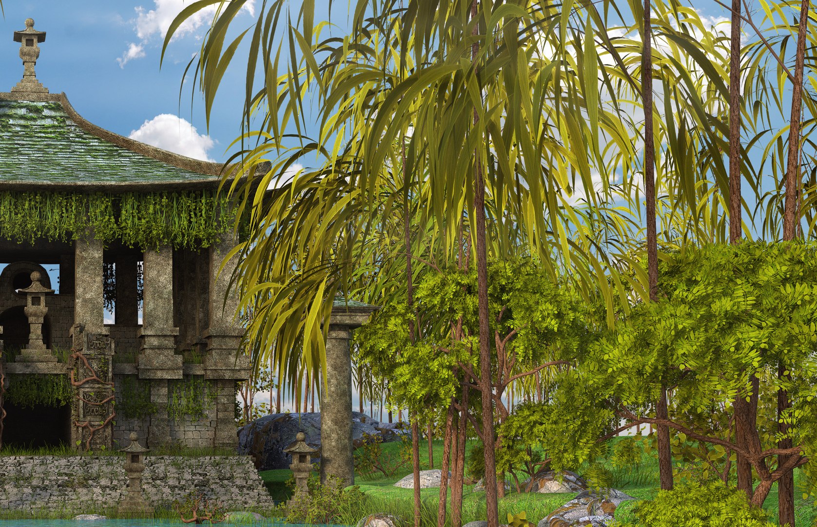 3D Temple River Building - TurboSquid 1405145