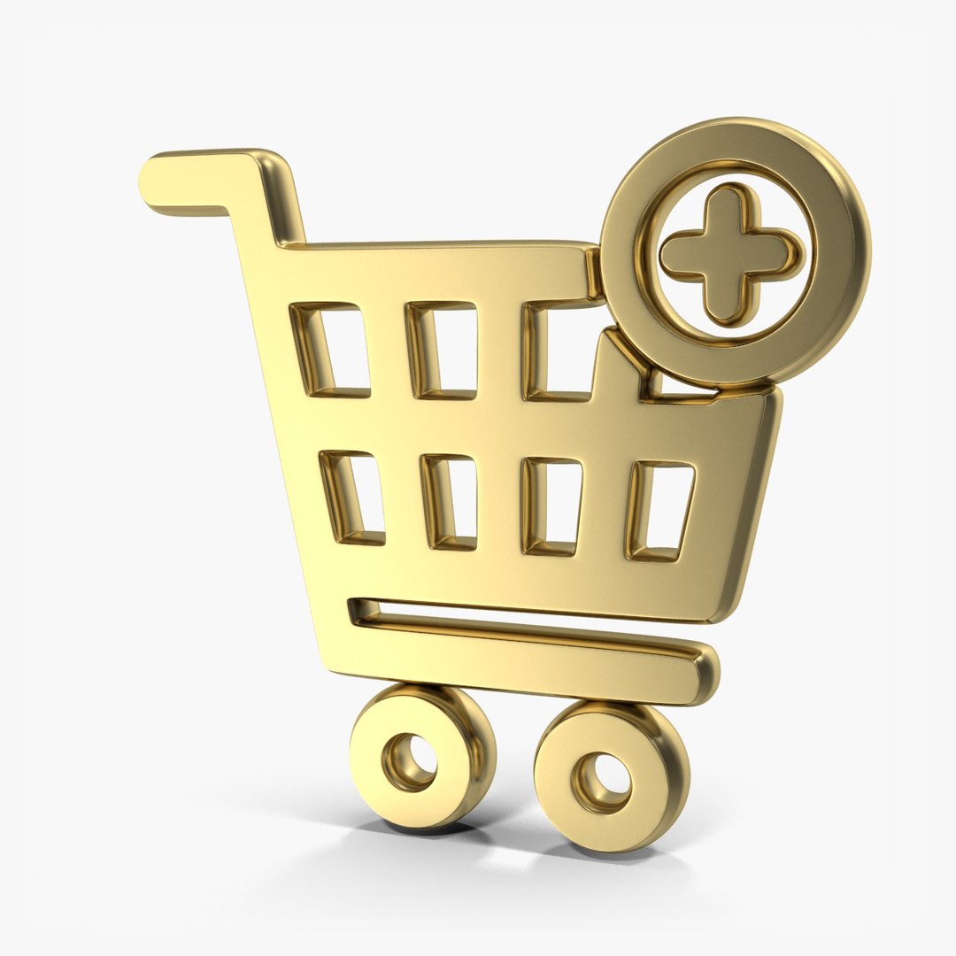 3D Shopping cart add to purchase symbol Gold - TurboSquid 2060765