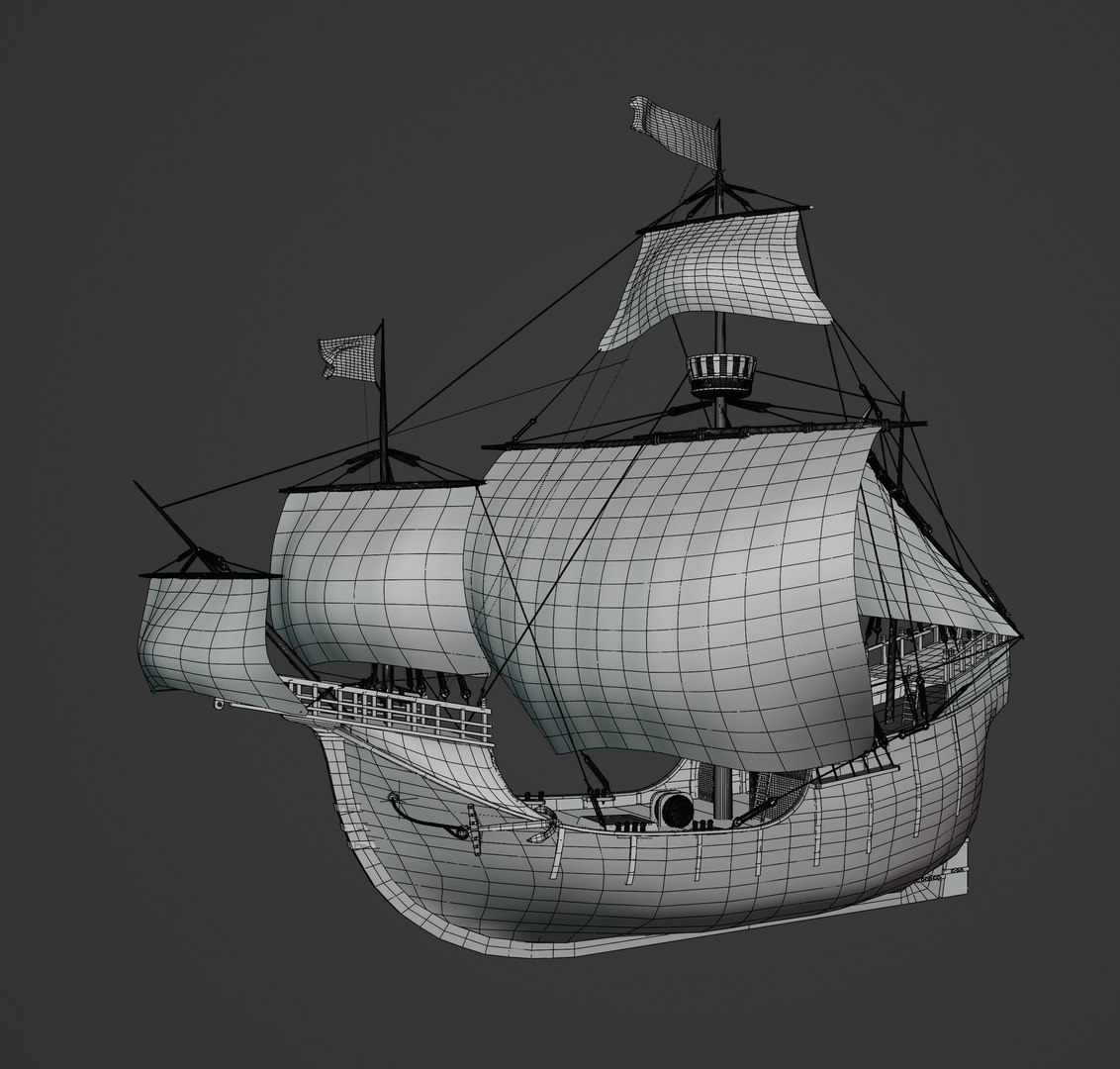 3D Santa Maria Christopher Columbus Ship With Animated Flags ...