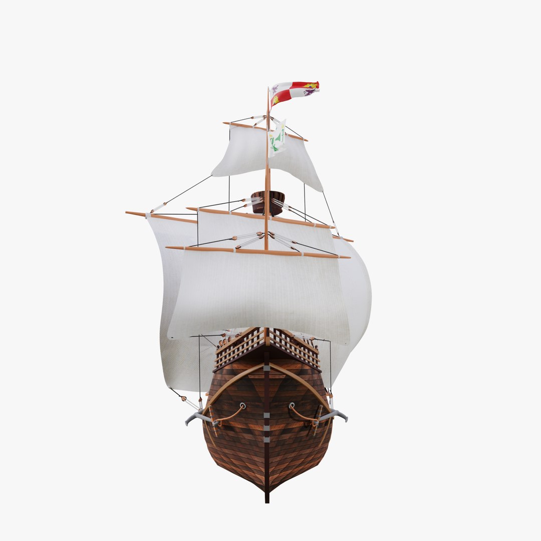 3D Santa Maria Christopher Columbus Ship With Animated Flags ...