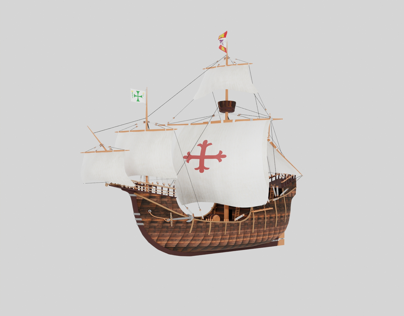 3D Santa Maria Christopher Columbus Ship With Animated Flags ...