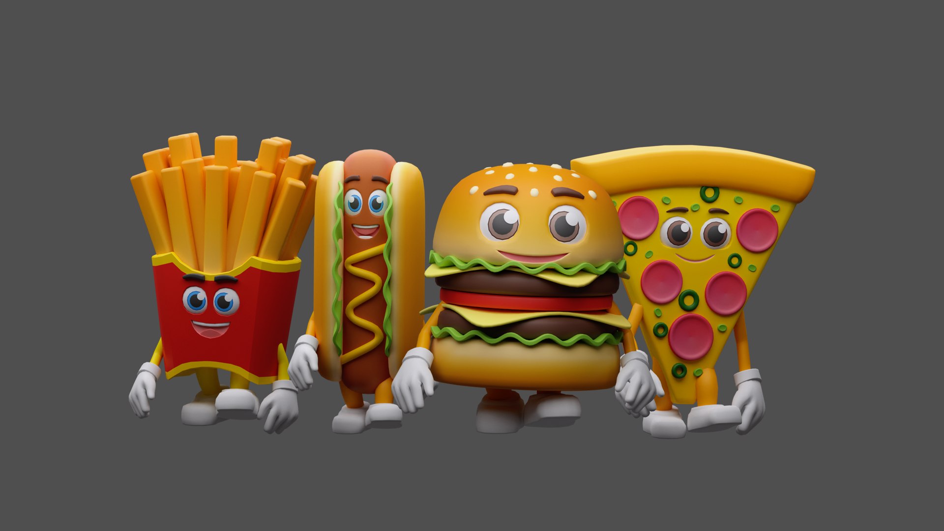 3D Cartoon Characters Snacks - TurboSquid 2470915