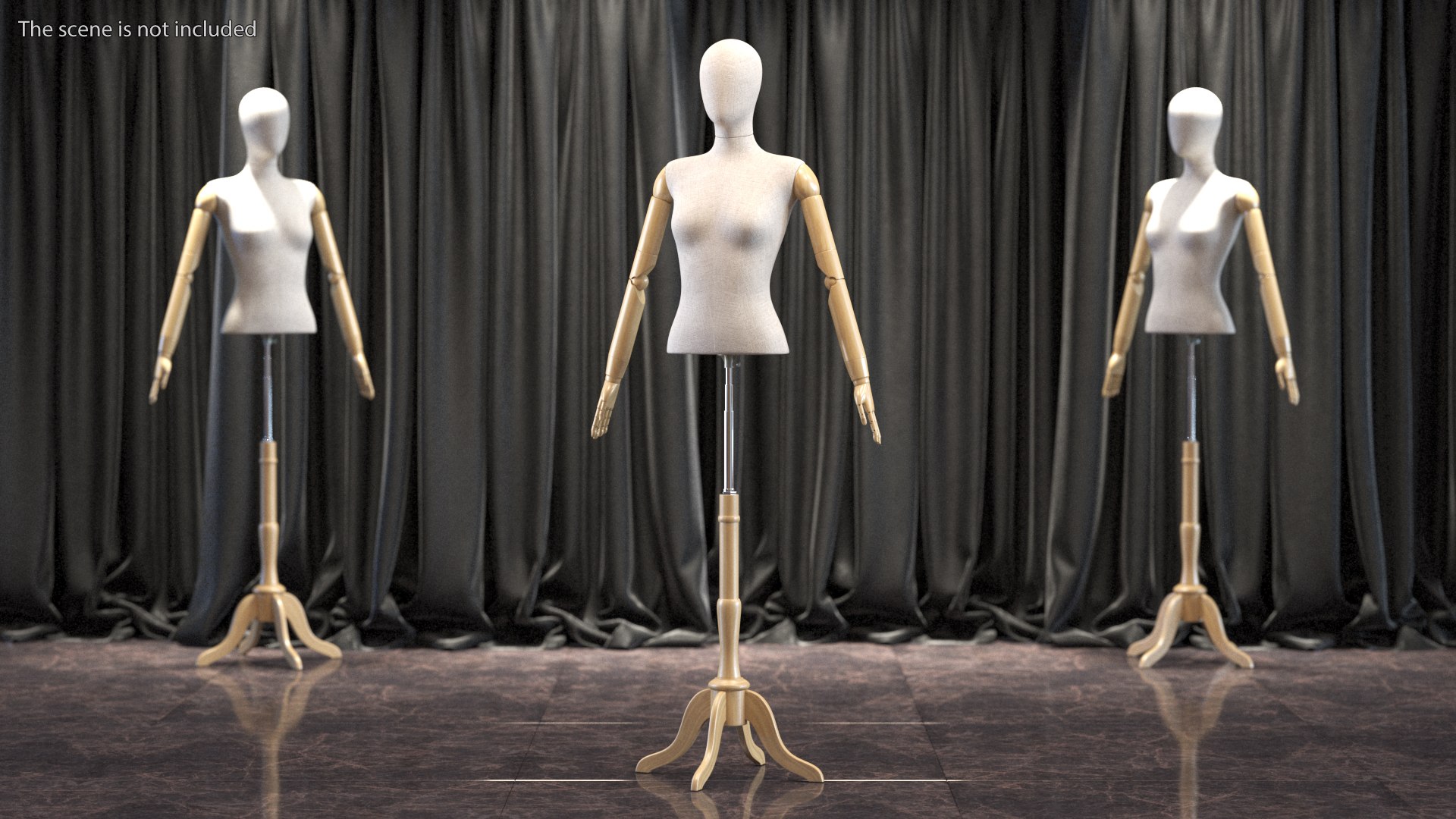 3D Female Flexible Half Body Mannequin Torso With Wooden Base Rigged ...