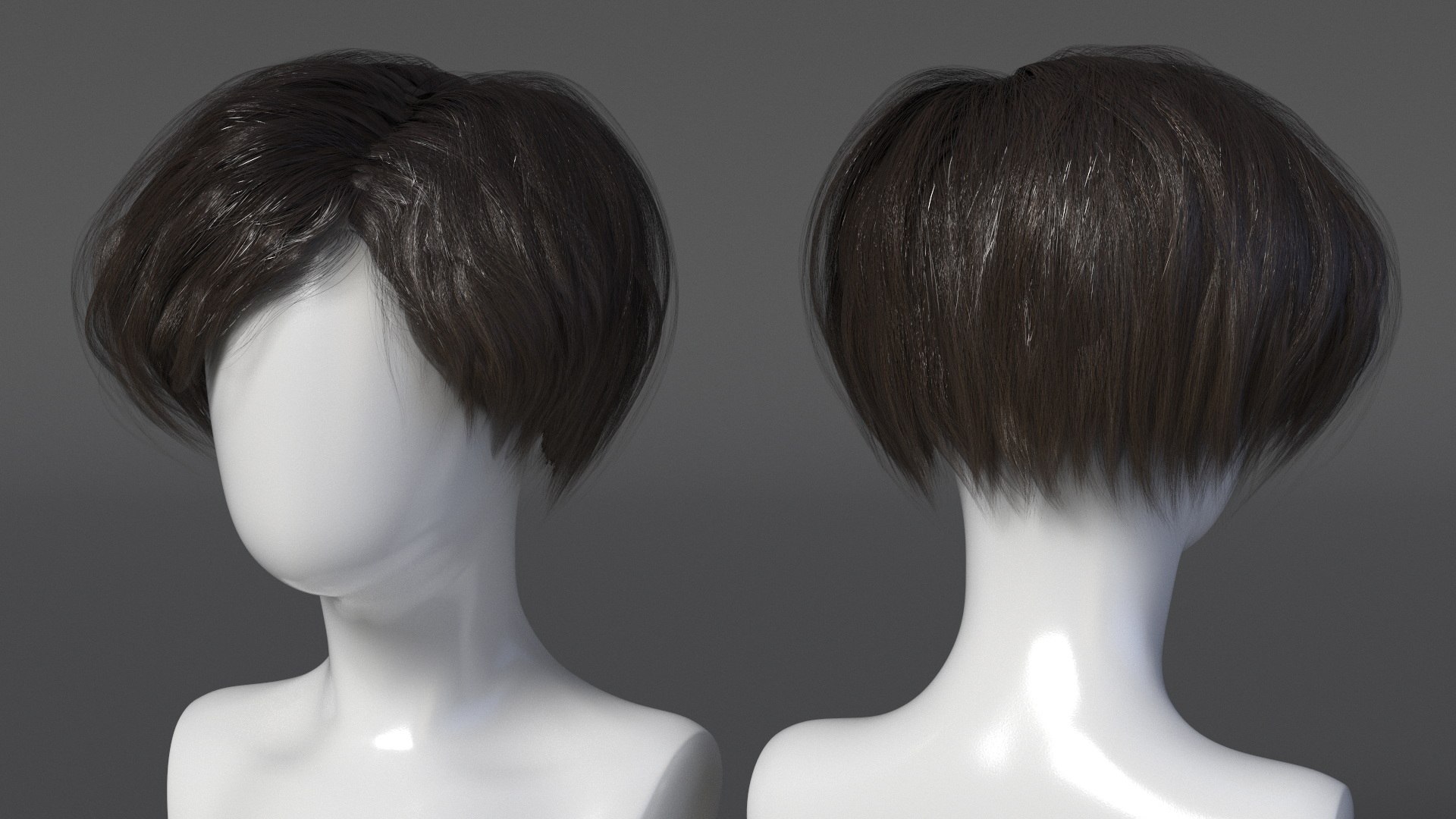 3D Classical Short Haircut Wig Dark - TurboSquid 2344157
