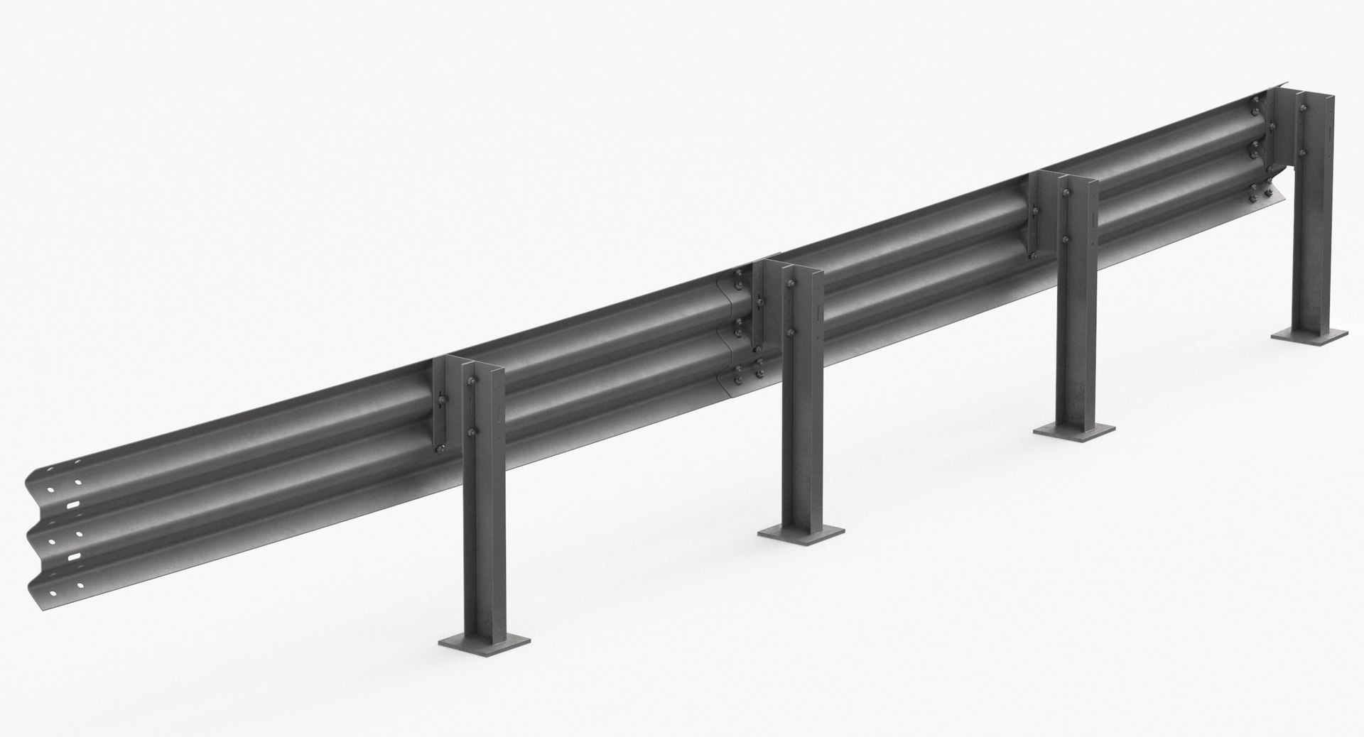 Guardrail Thrie Beam Curved L 50m Single model - TurboSquid 1915700
