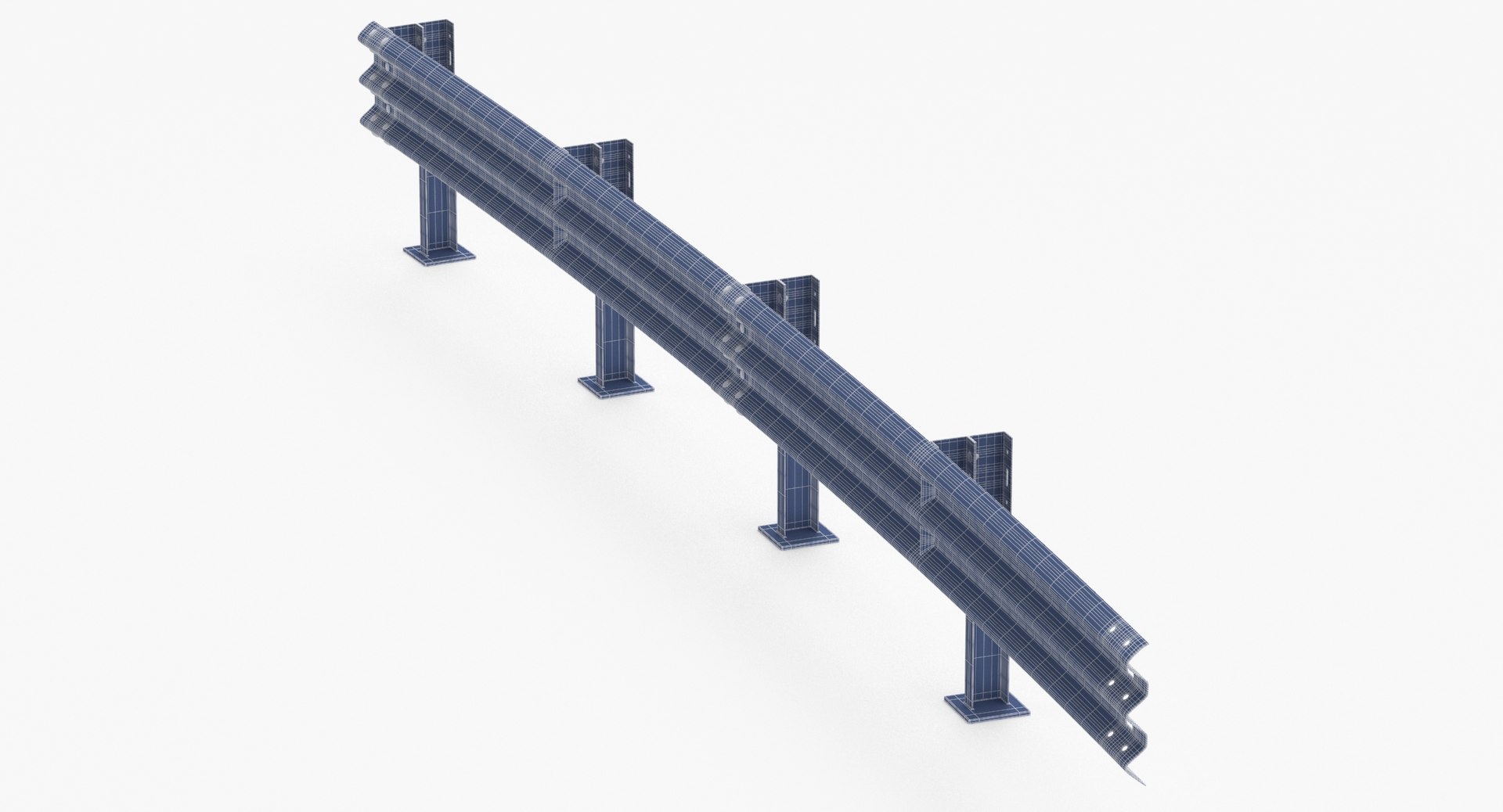 Guardrail Thrie Beam Curved L 50m Single model - TurboSquid 1915700