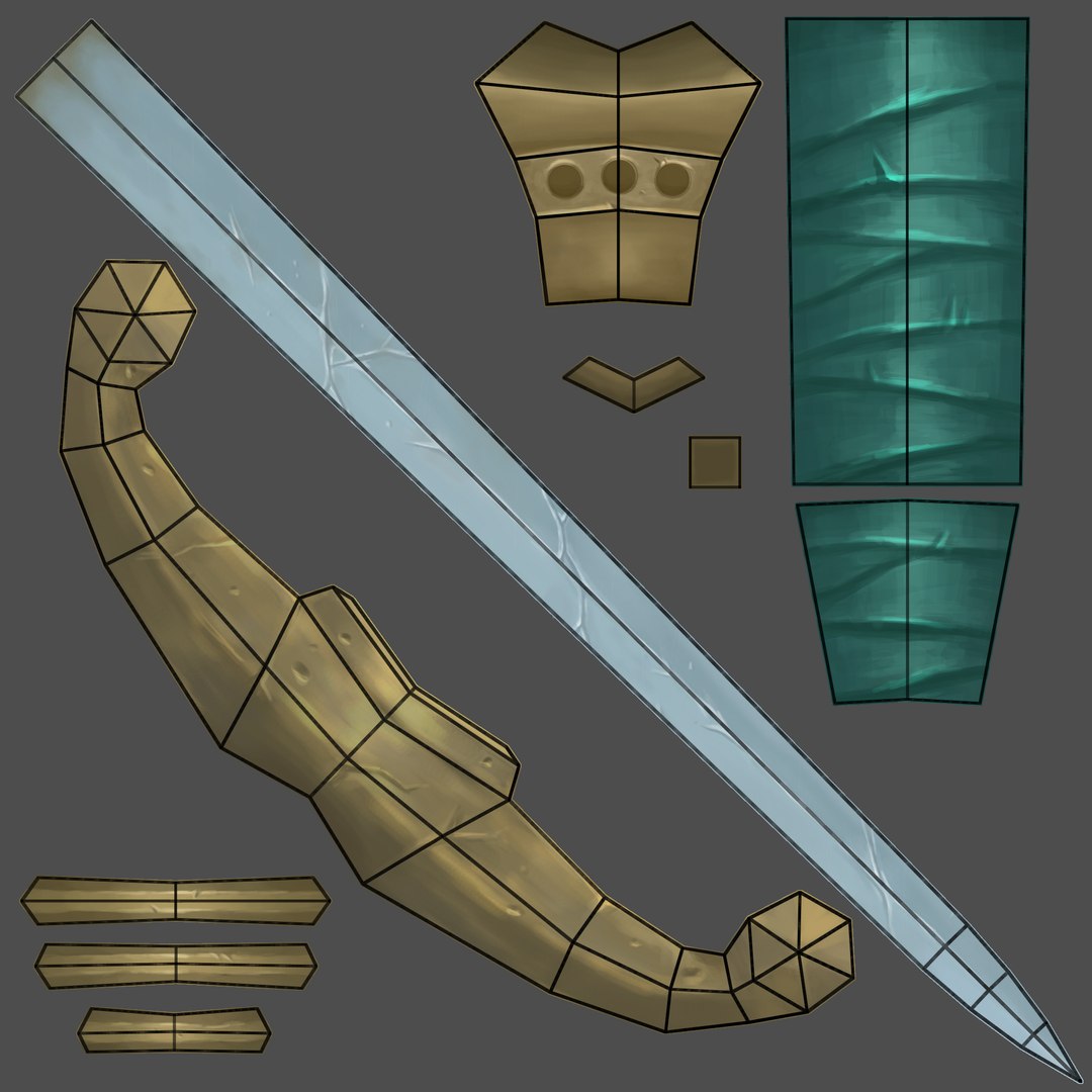 stylized long sword 3d 3ds