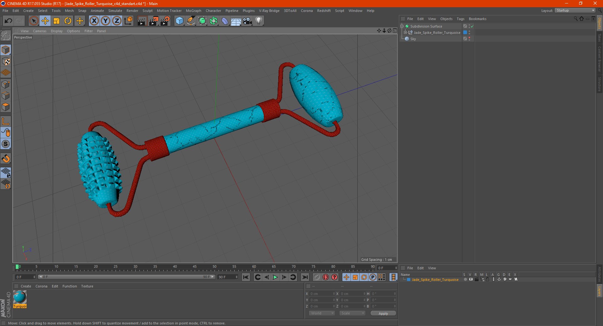 3D Jade Spike Roller Turquoise - TurboSquid 1771720
