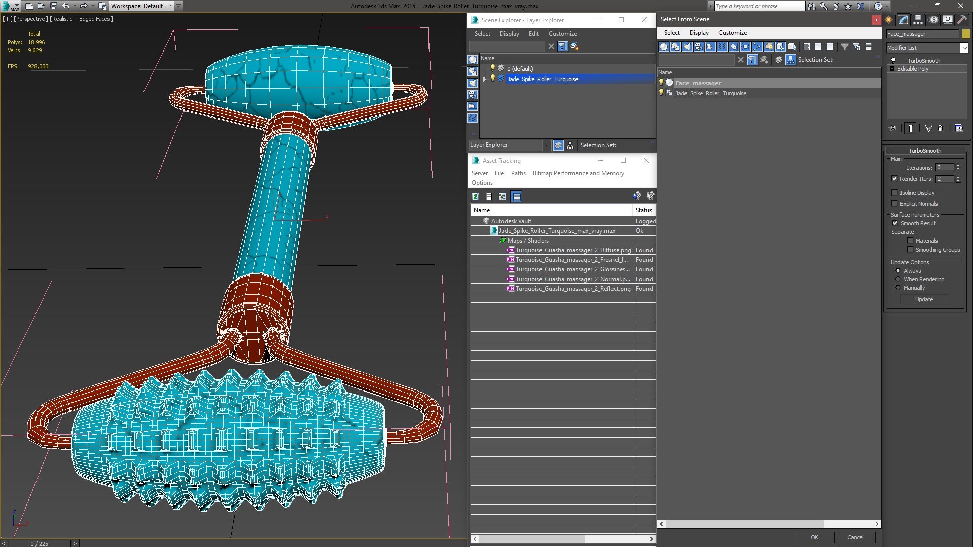 3D Jade Spike Roller Turquoise - TurboSquid 1771720