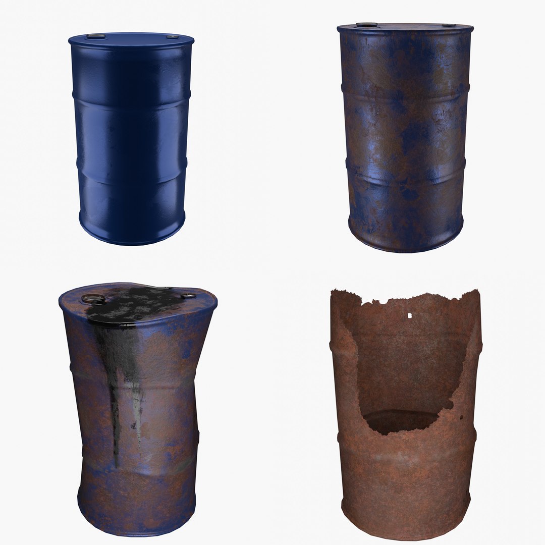 modelo 3d Oil Barrel Blue New-Rusty-Leaking-Damaged collection ...