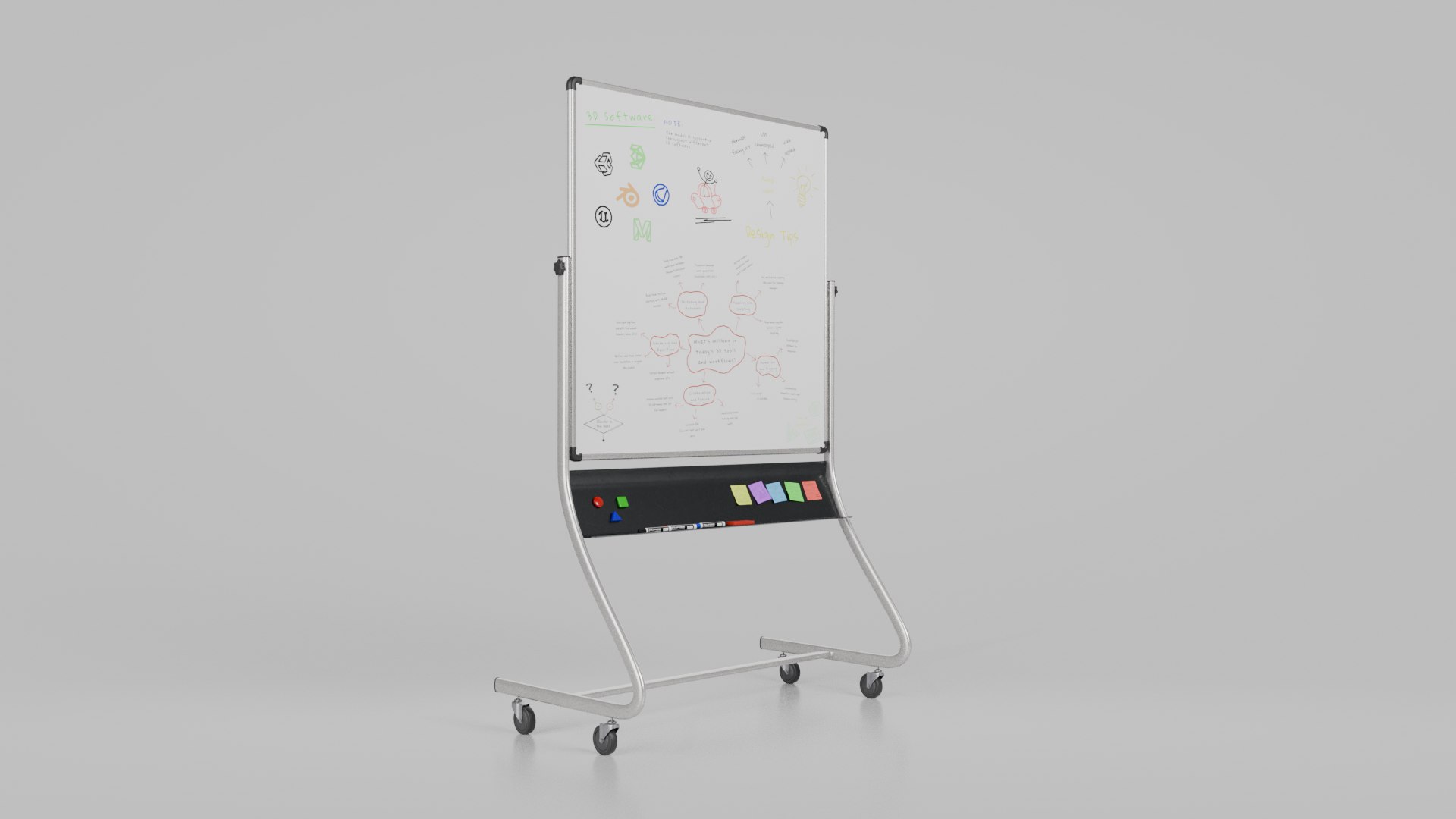 3D Customizable Double-Sided Metal Whiteboard Square Writing Board ...