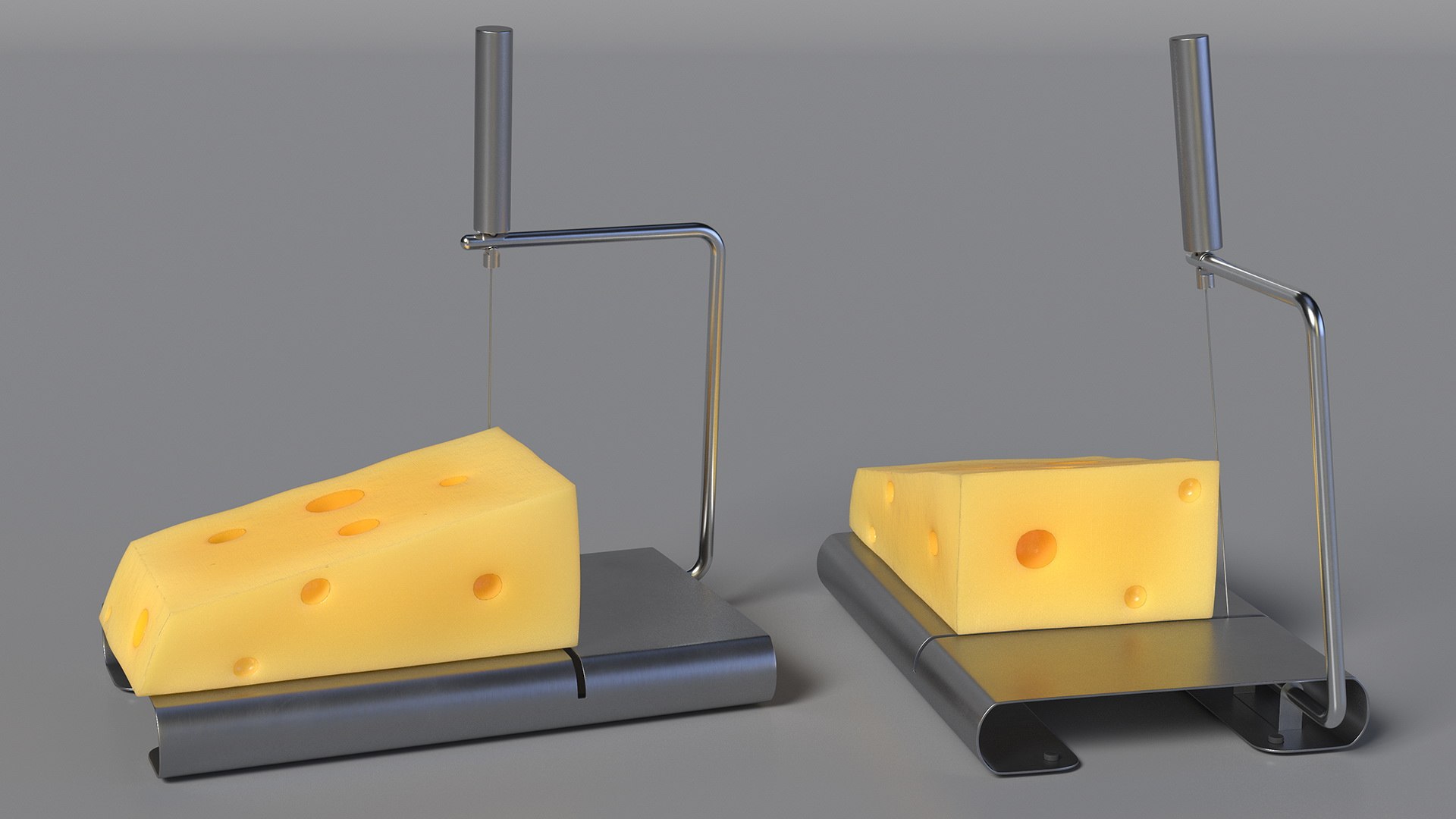 3D Steel Cheese Slicer With Cheese Wedge Model - TurboSquid 2097778