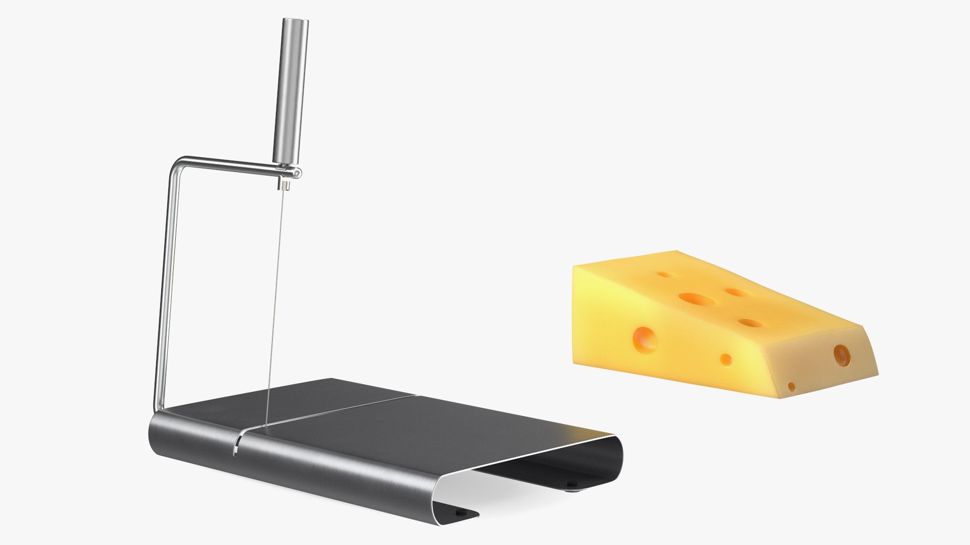 3D Steel Cheese Slicer With Cheese Wedge Model - TurboSquid 2097778