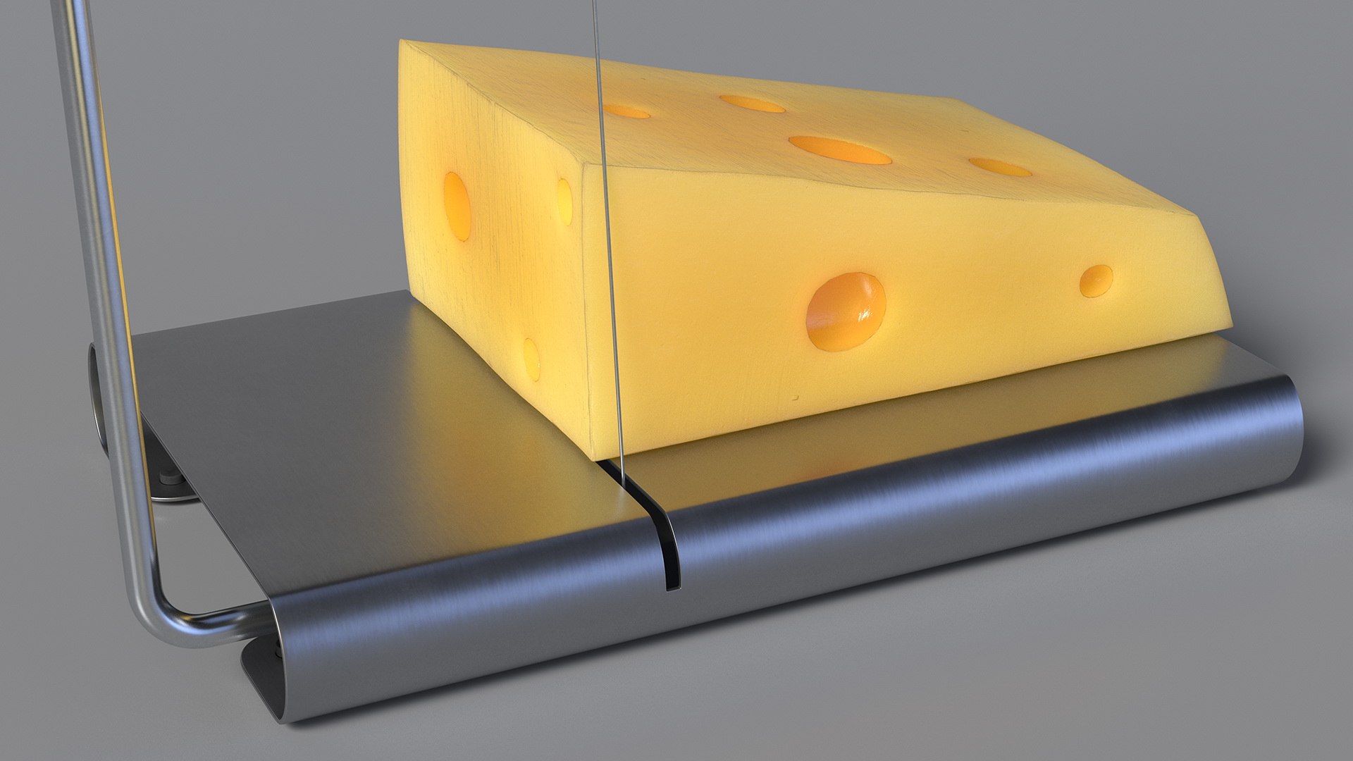 3D Steel Cheese Slicer With Cheese Wedge Model - TurboSquid 2097778