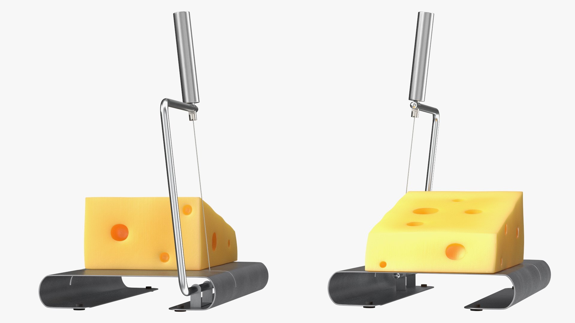 3D Steel Cheese Slicer With Cheese Wedge Model - TurboSquid 2097778