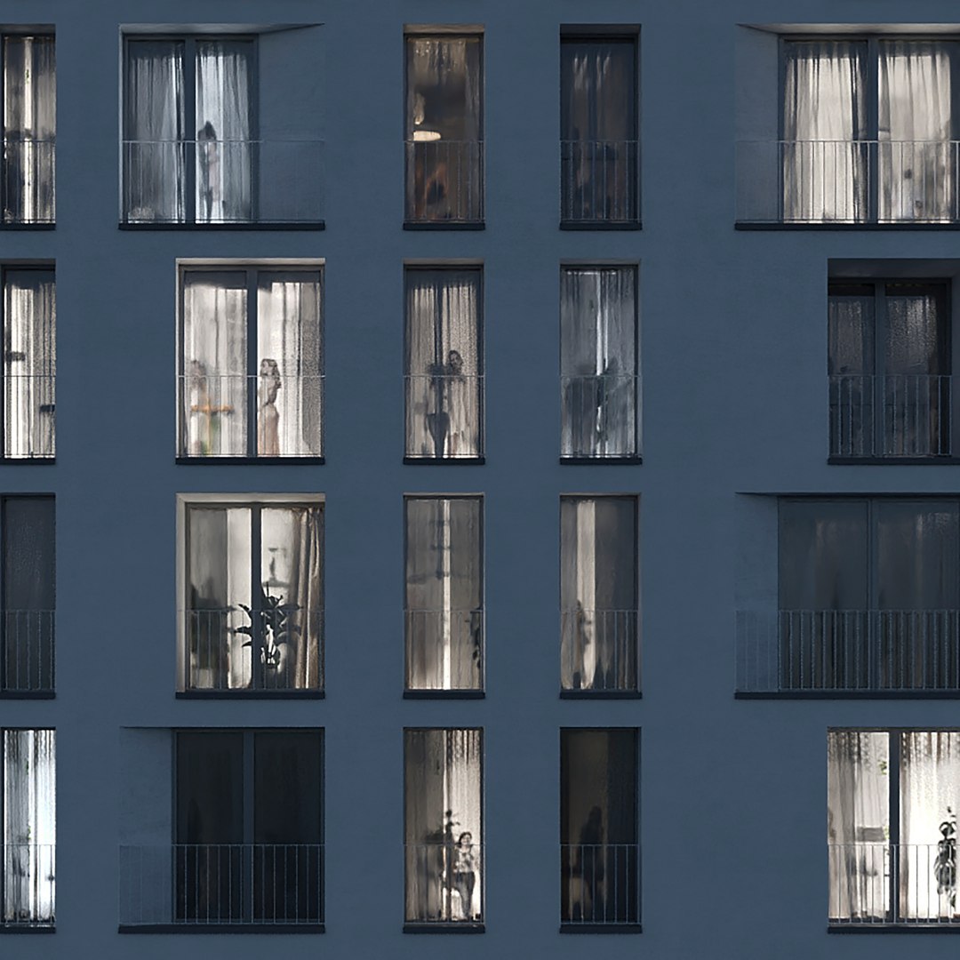 3D Modern Residential Building Night - TurboSquid 1664898