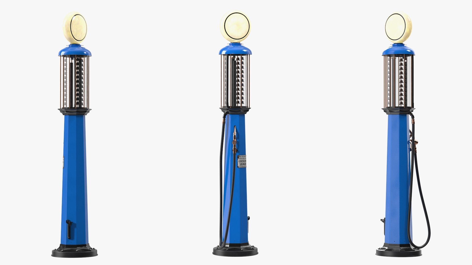 3D Model Vintage Blue Gas Station With Hand Crank Gas Pump Light On ...