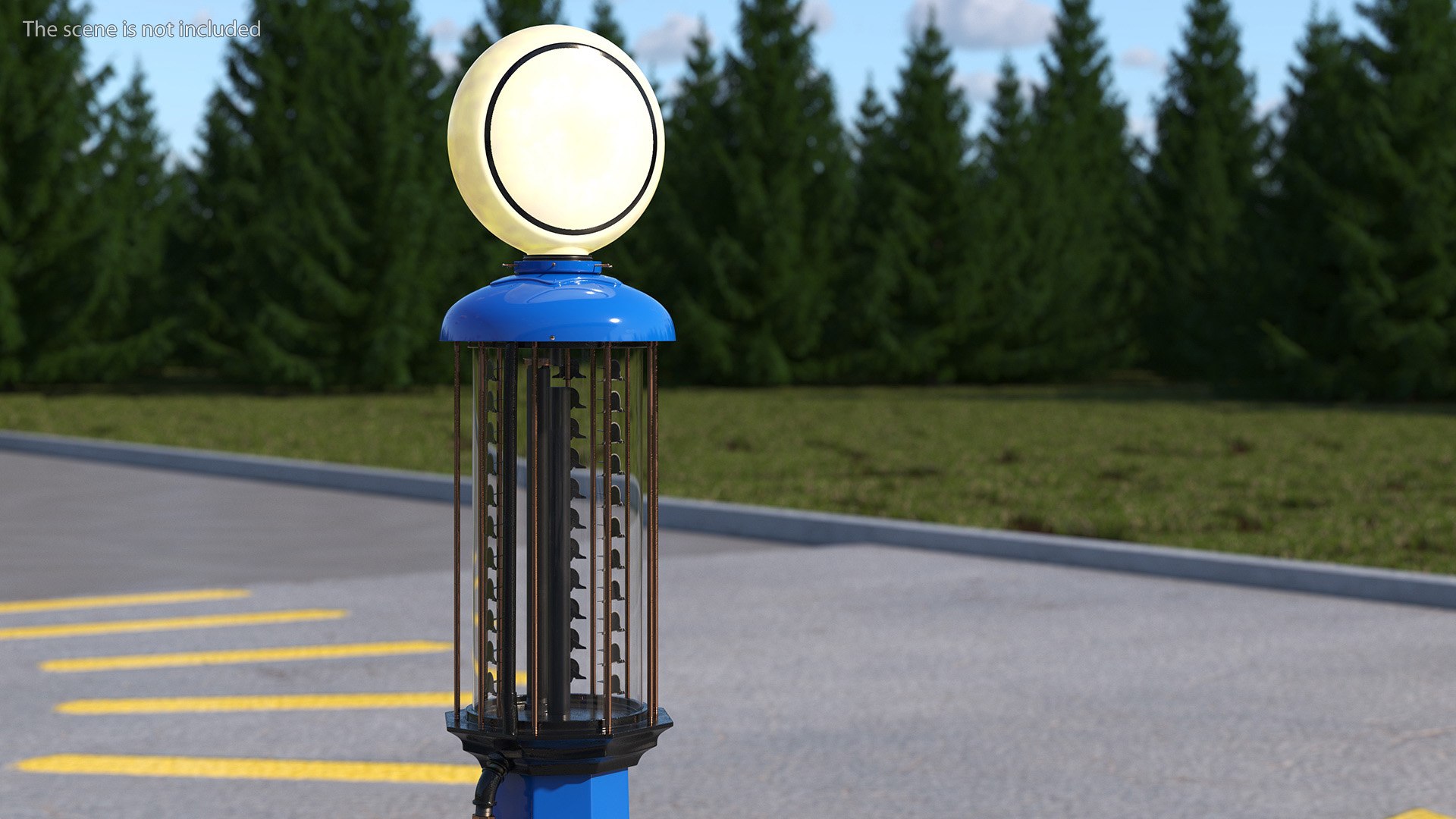 3D Model Vintage Blue Gas Station With Hand Crank Gas Pump Light On ...