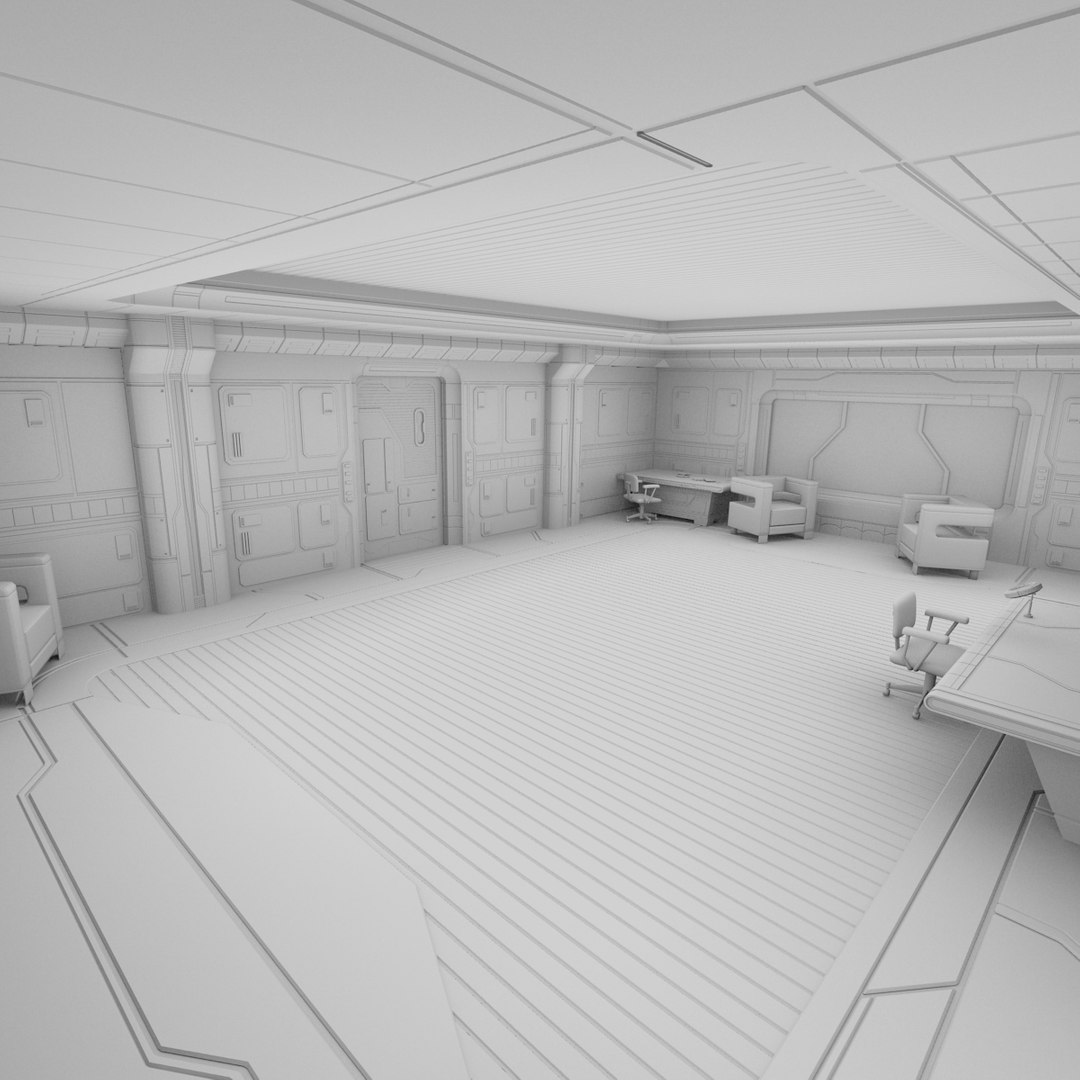 science fiction interior scene 3ds