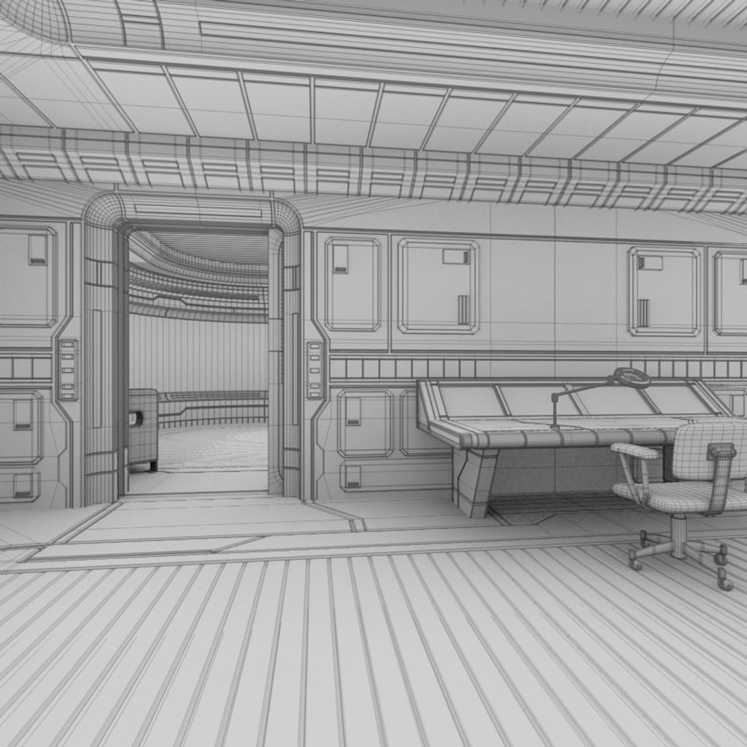 science fiction interior scene 3ds