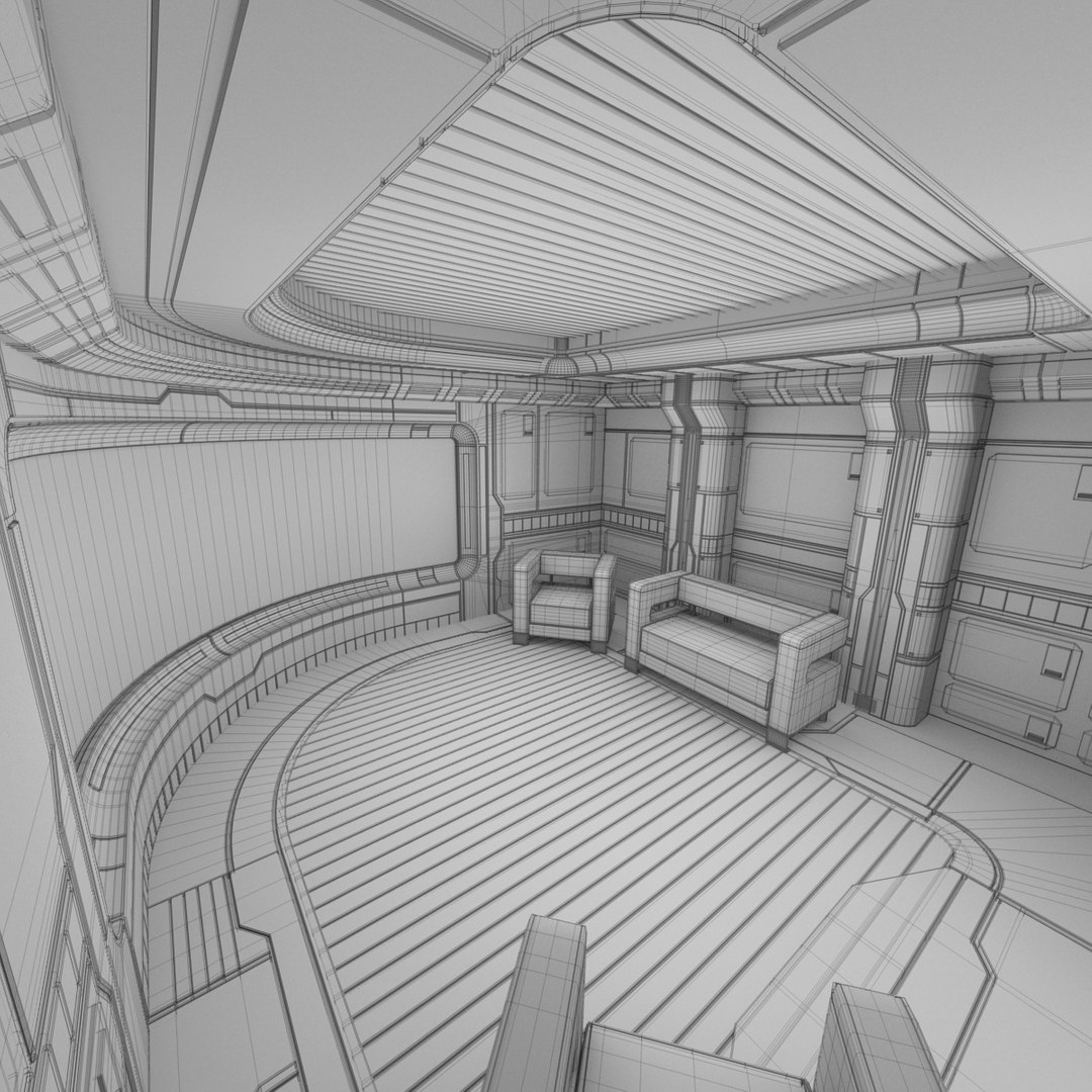 science fiction interior scene 3ds