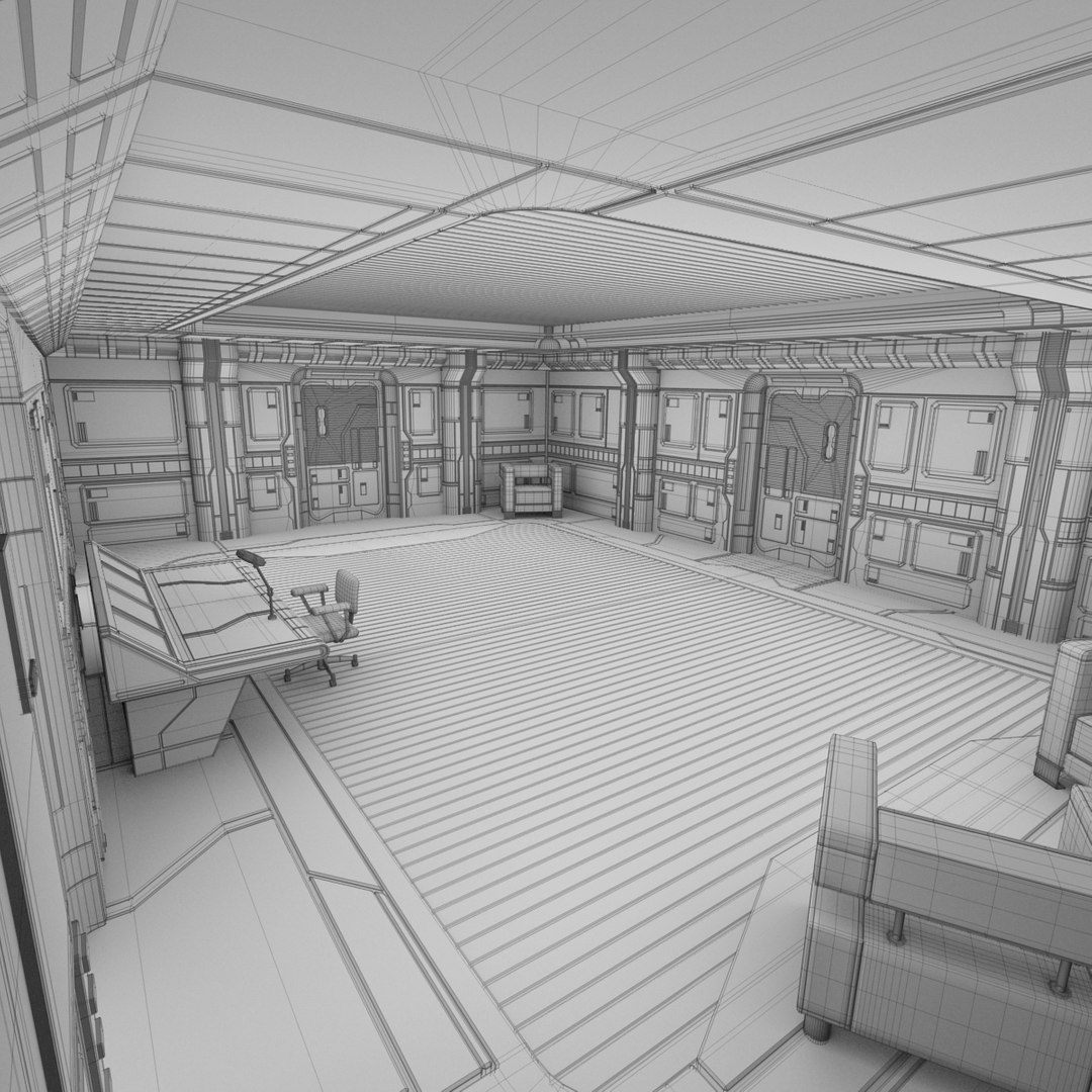 science fiction interior scene 3ds