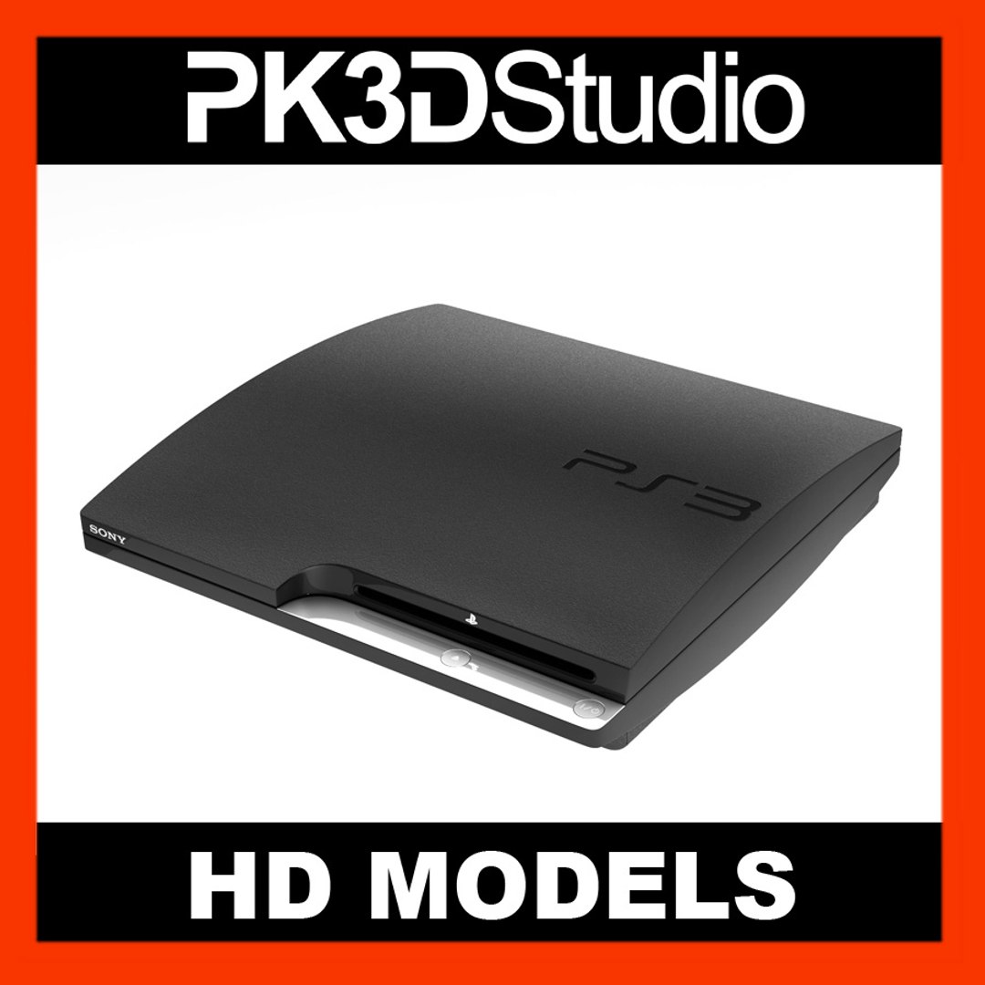 3d New Sony Ps3 Slim Model