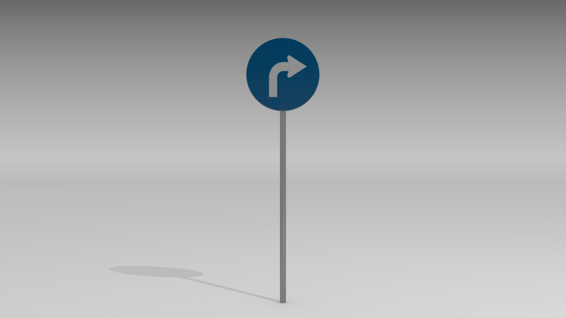 3d Model Turn Right Sign