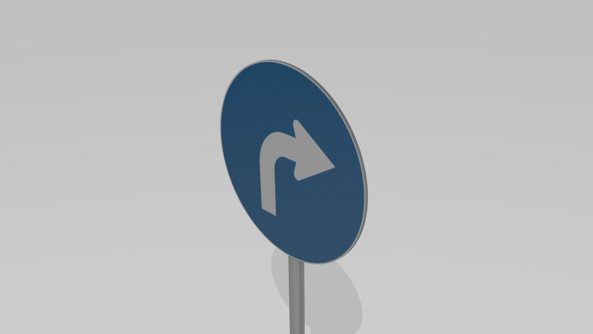 3d Model Turn Right Sign