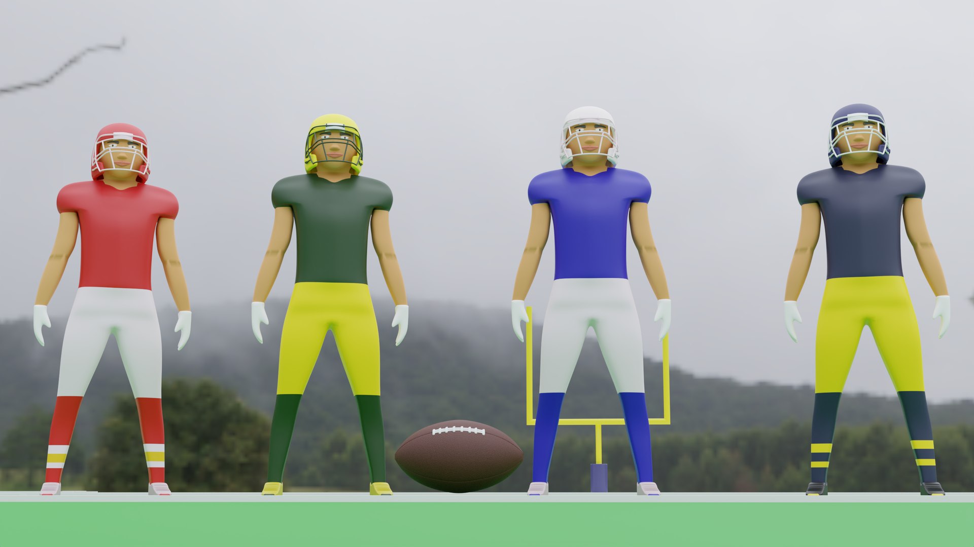 American Football Field Model - TurboSquid 1844482