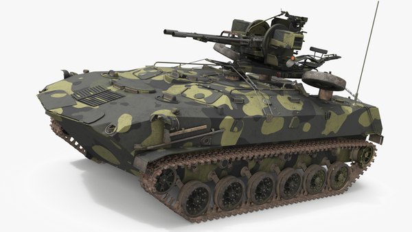 3D модель Гусеничная бронированная машина с камуфляжной зенитной пушкой ...