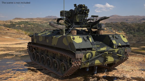 modelo 3d Vehículo blindado con orugas y camuflaje de cañón antiaéreo ...