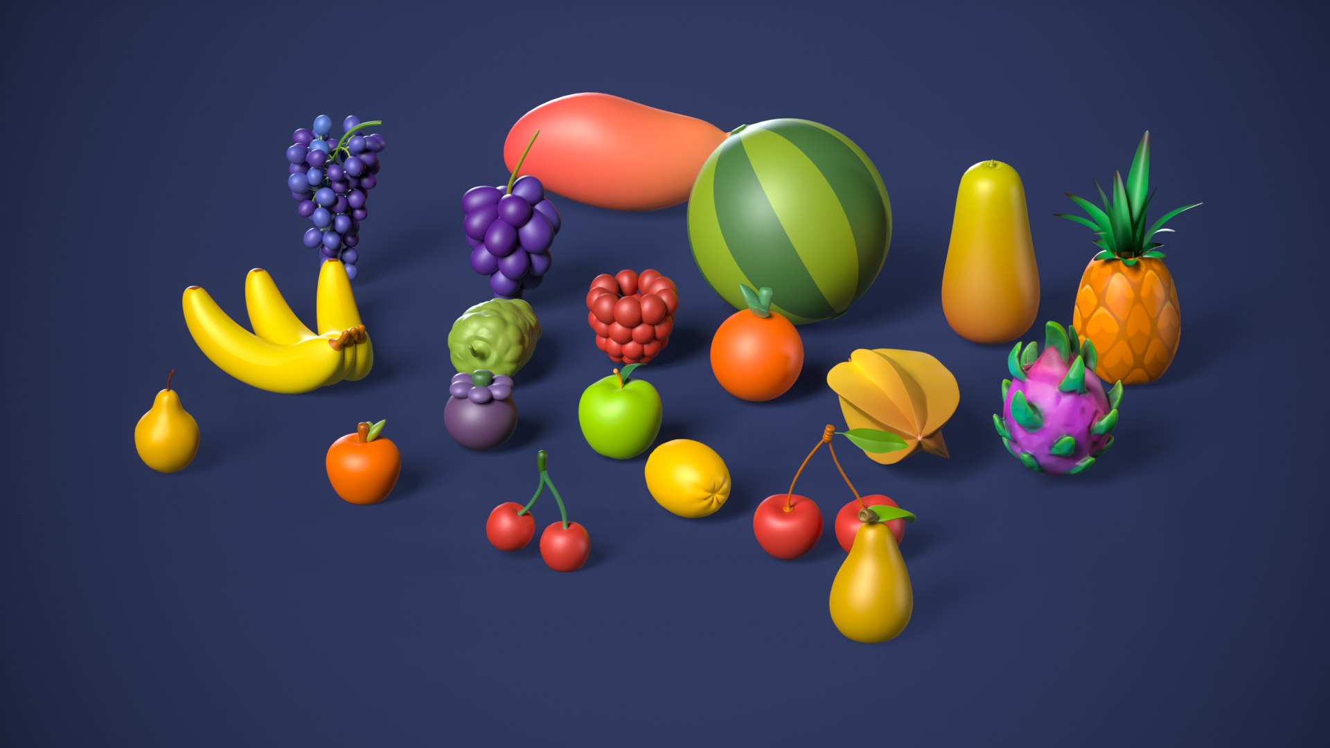 Low Poly Fruit Pack High Quality With Shared Texture Low-poly 3D Model ...