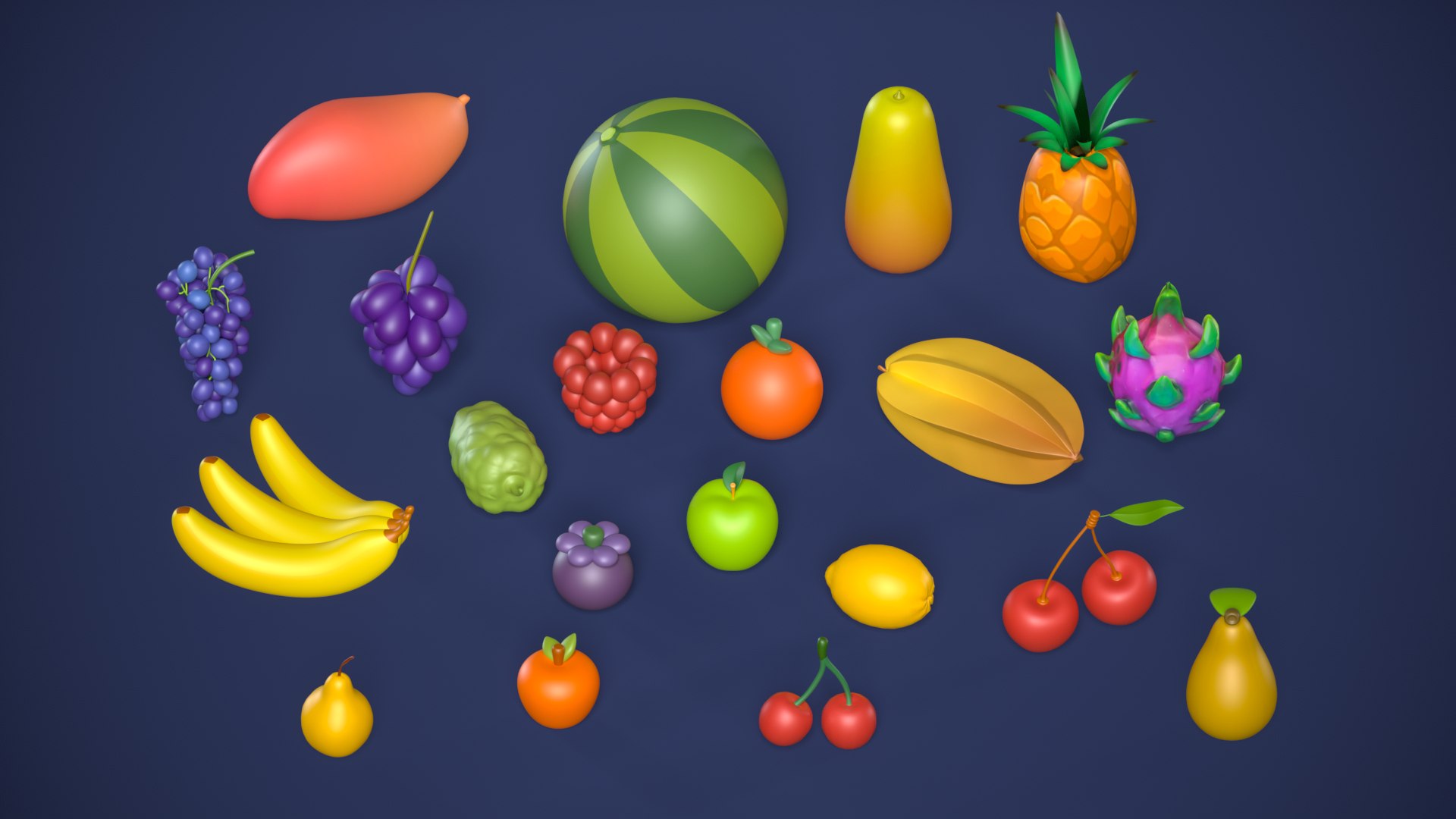 Low Poly Fruit Pack High Quality With Shared Texture Low-poly 3D Model ...