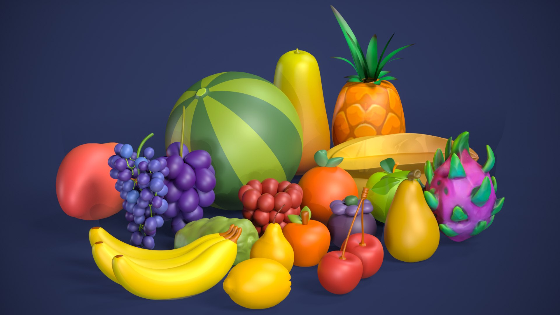 Low Poly Fruit Pack High Quality With Shared Texture Low-poly 3D Model ...