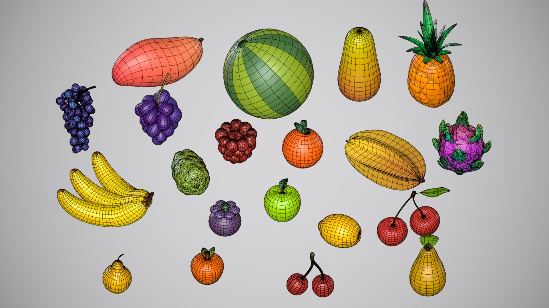 Low Poly Fruit Pack High Quality With Shared Texture Low-poly 3D Model ...