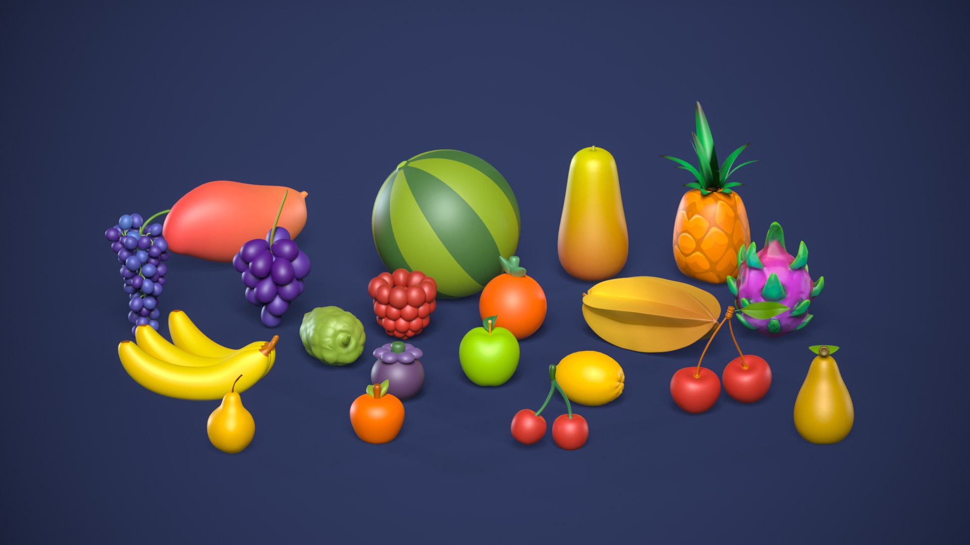 Low Poly Fruit Pack High Quality With Shared Texture Low-poly 3D Model ...