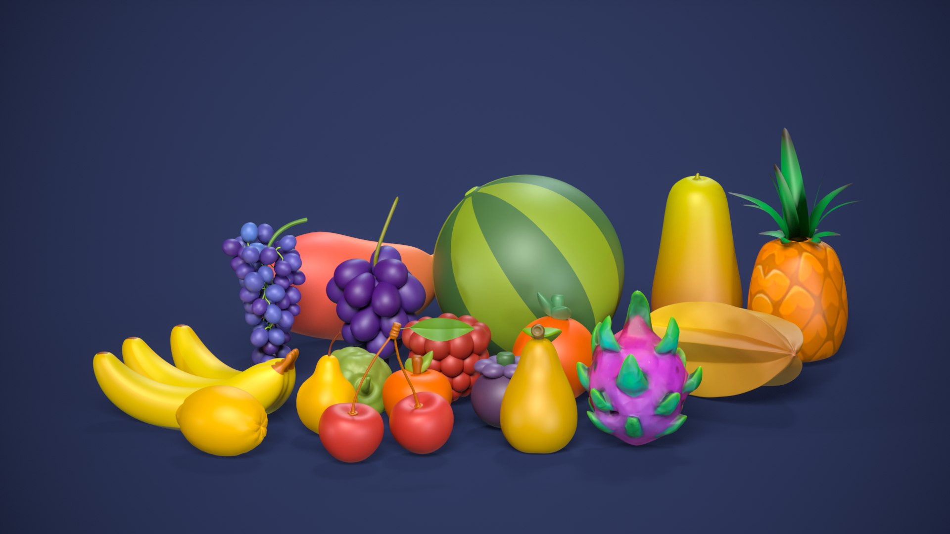 Low Poly Fruit Pack High Quality With Shared Texture Low-poly 3D Model ...