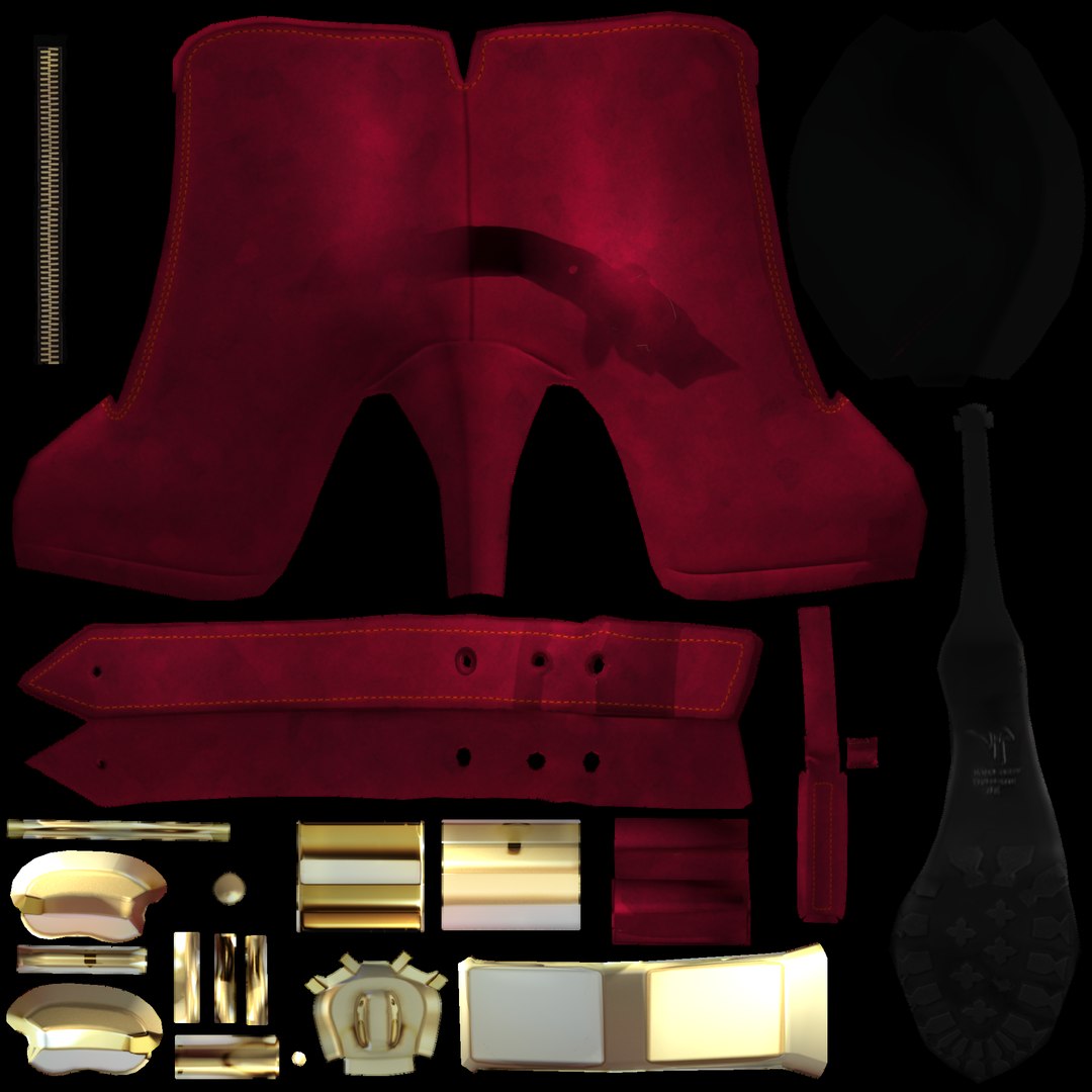 3D Front Zip Buckled Ankle Boots - TurboSquid 2073568